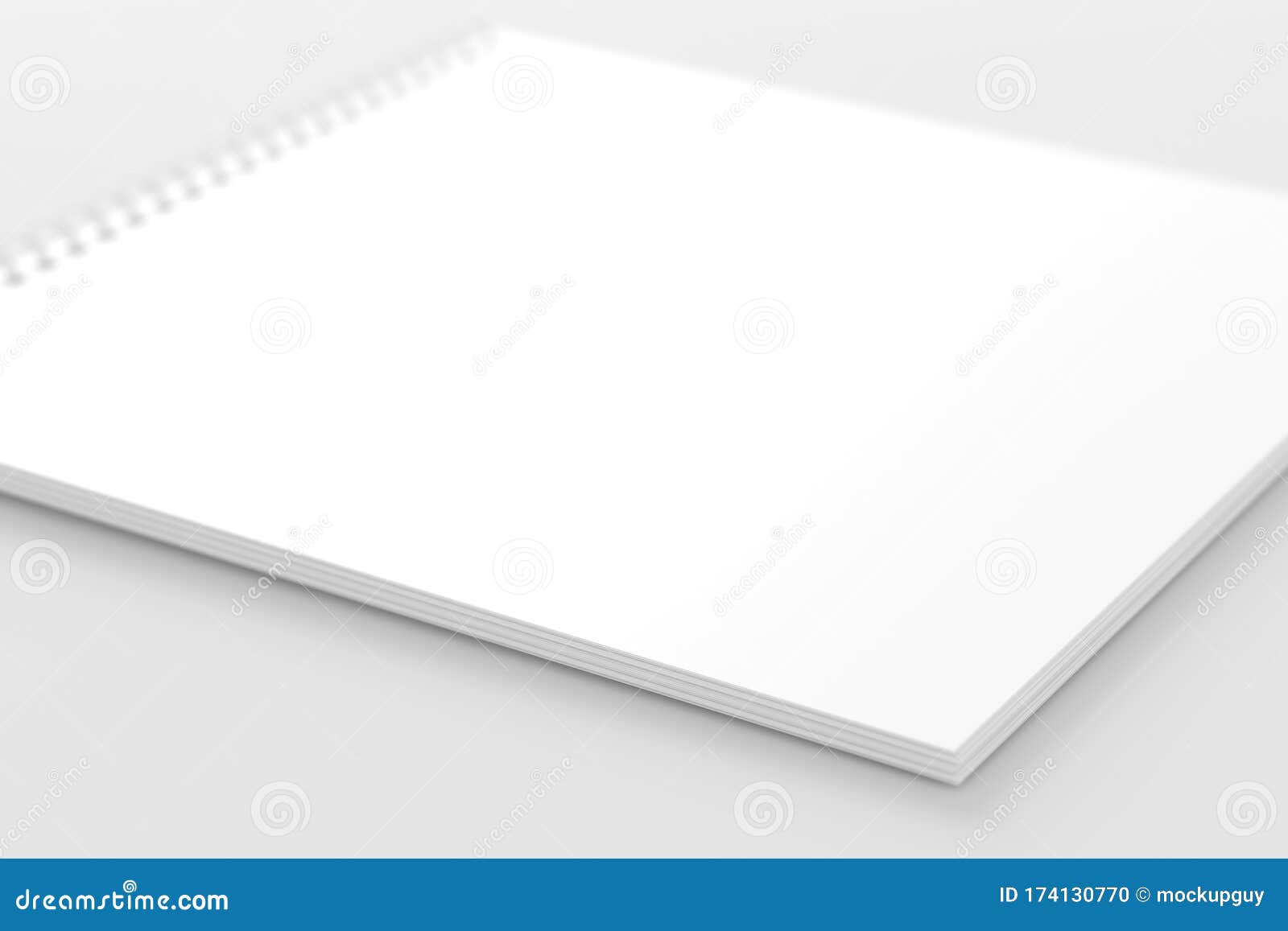 Square Spiral Notebook Notepad White Blank 3D Rendering Mockup Stock ...