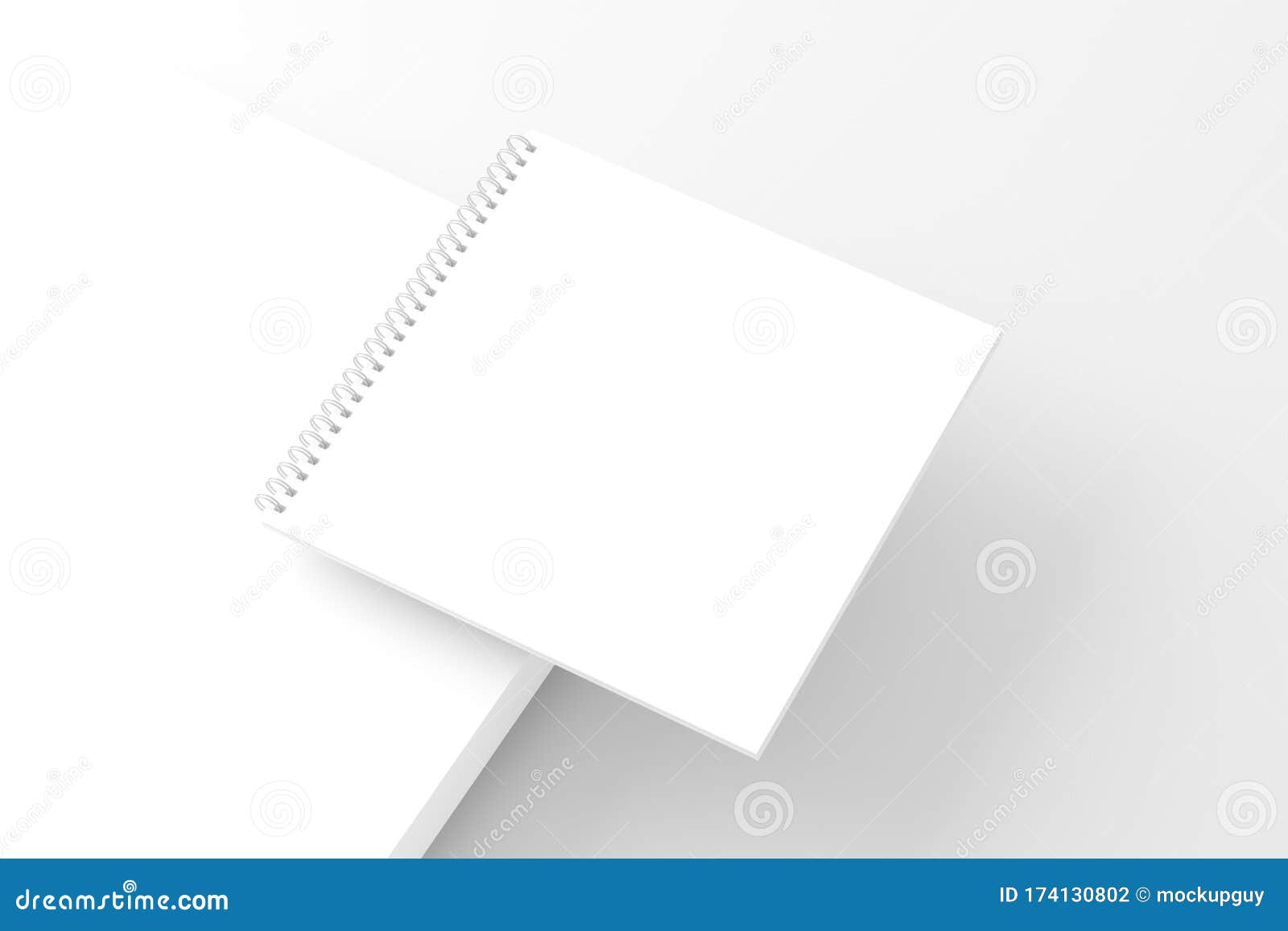Square Spiral Notebook Notepad White Blank 3D Rendering Mockup Stock ...