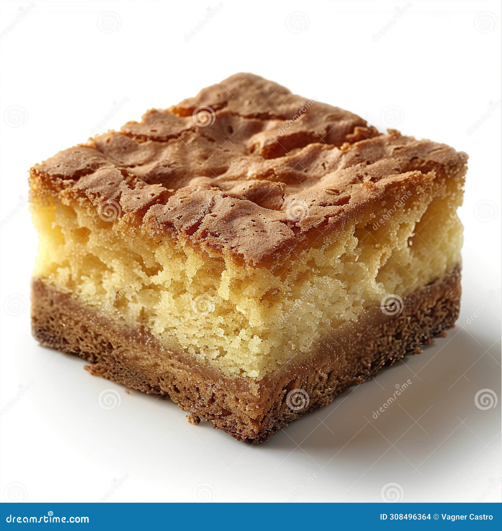 A Square Sponge Cake on a White Background, Showing Off Its Softness ...