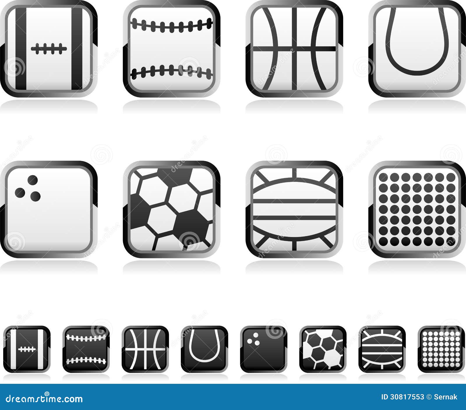 Square Sport icons Set stock vector. Illustration of isolated - 30817553