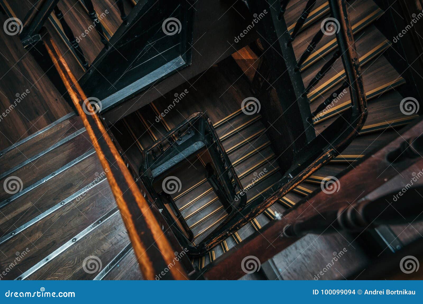 Square Staircase in an Old Building Stock Photo - Image of inside ...
