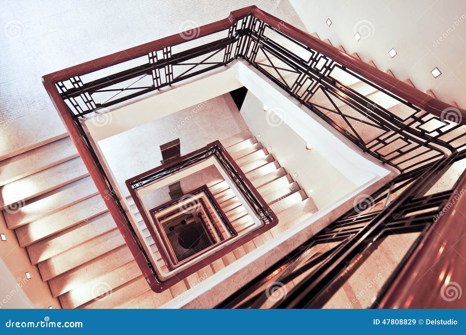 Square Staircase Perspective Stock Image - Image of upstairs, stairway ...