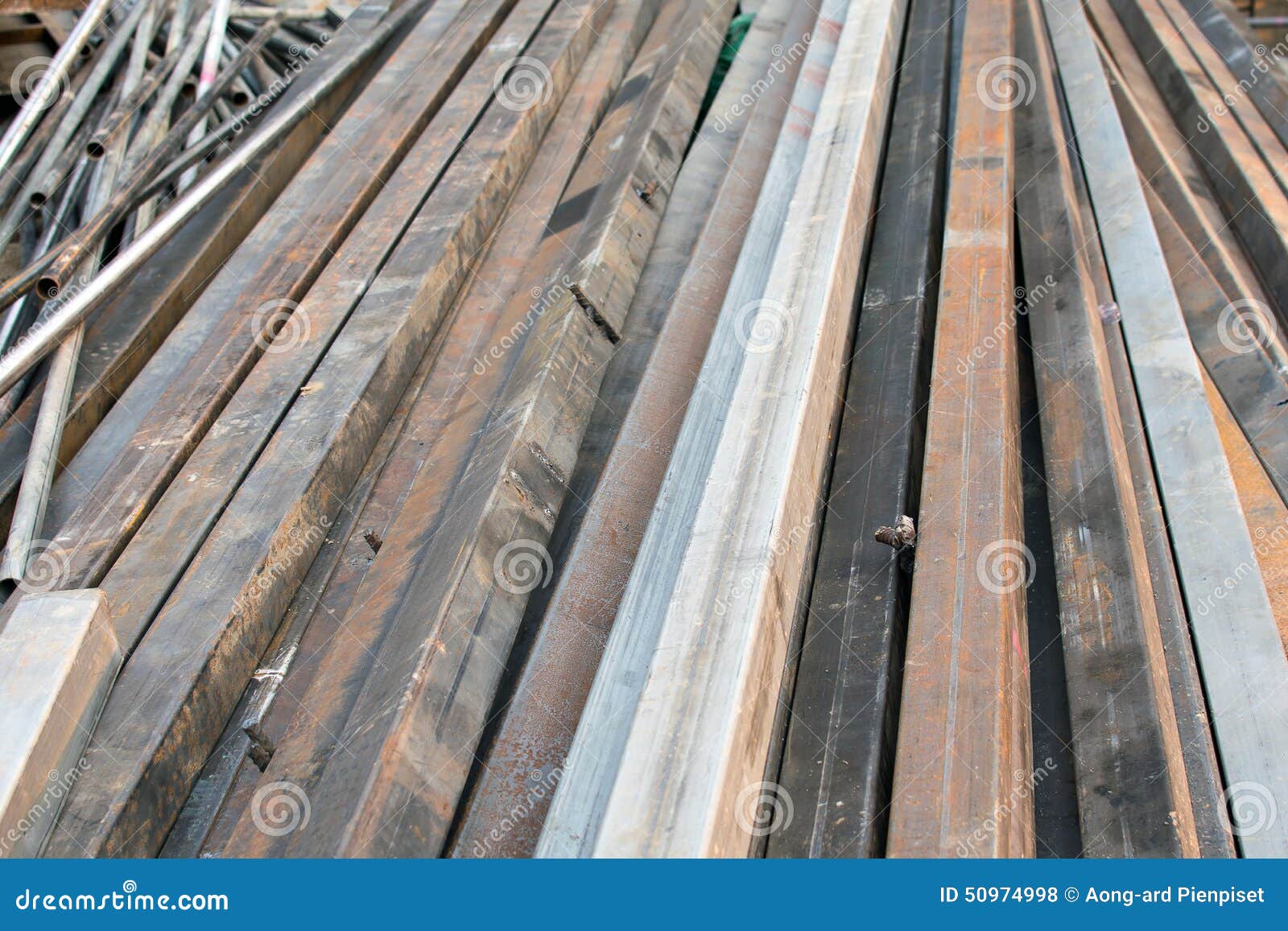 Square Steel Box Size 4 Inch in Used Construction. Stock Photo - Image ...