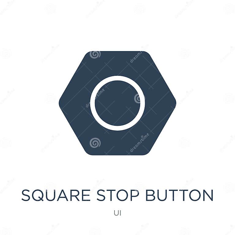Square Stop Button Icon in Trendy Design Style. Square Stop Button Icon ...