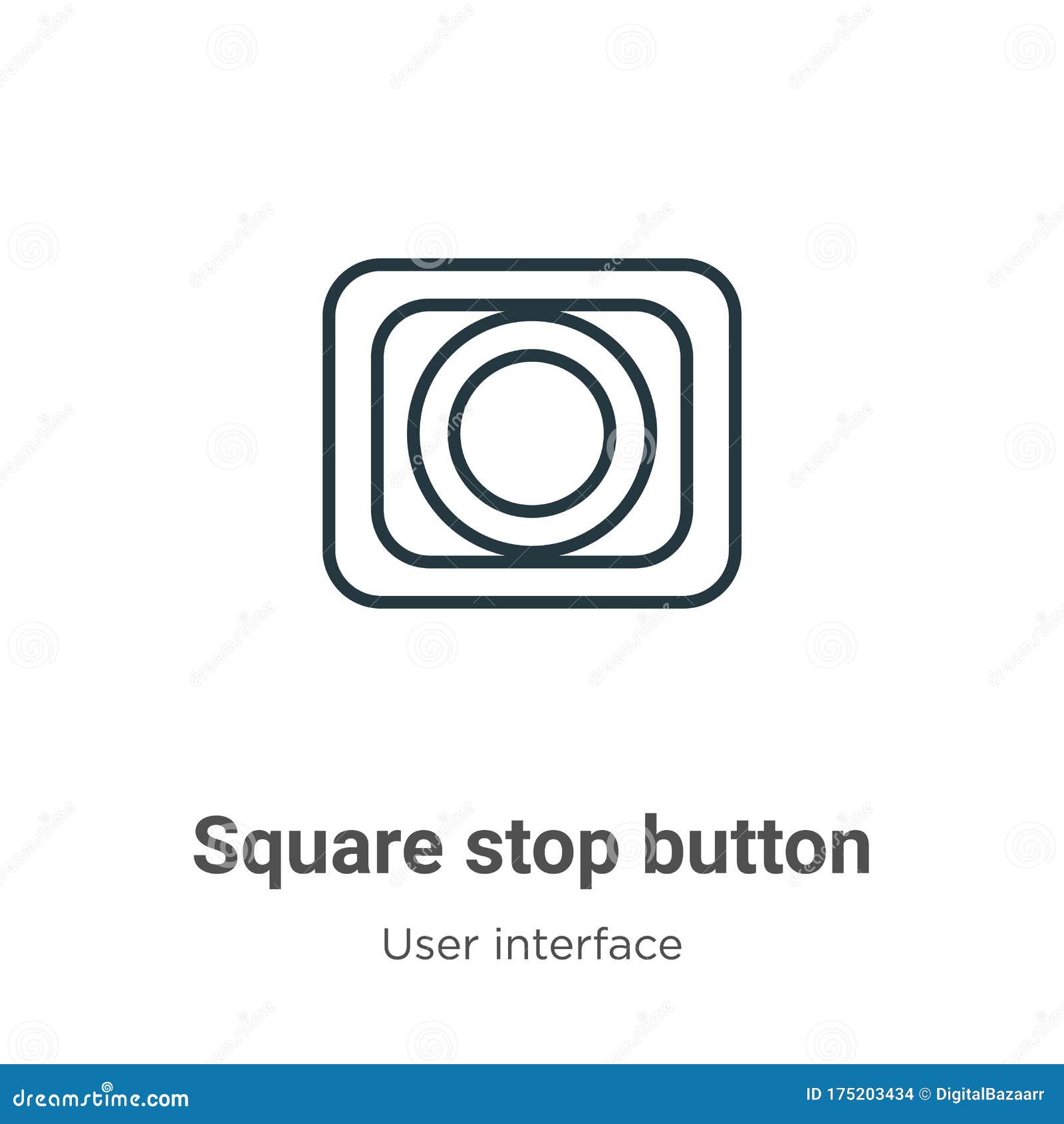 Square Stop Button Vector Icon On White Background. Flat Vector Square ...