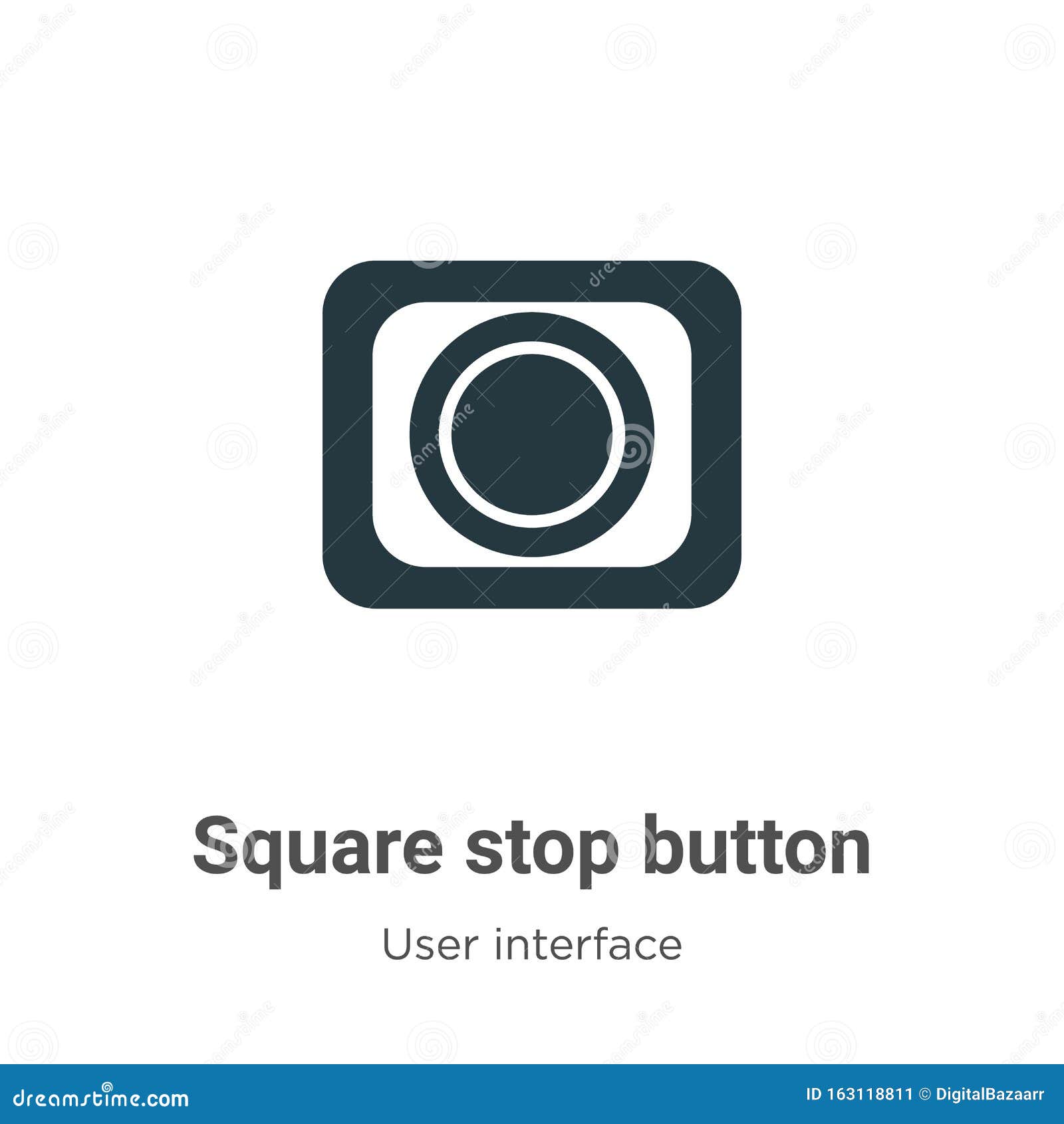 Square Stop Button Vector Icon on White Background. Flat Vector Square ...