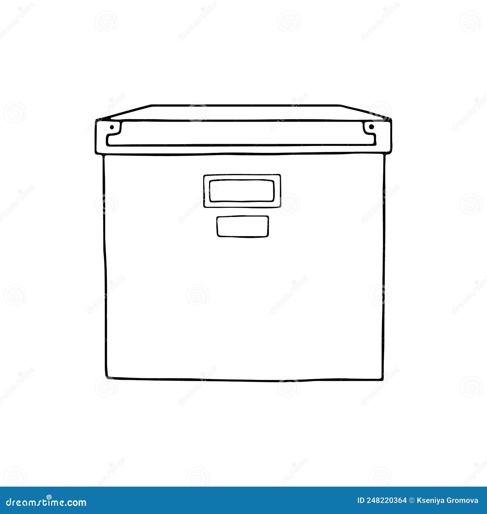 Square Storage Container Linear Illustration. Outline Image Stock ...