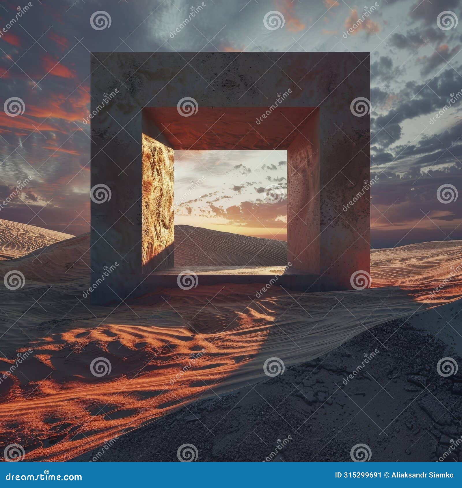 A Square Structure in a Desert Stock Illustration - Illustration of ...