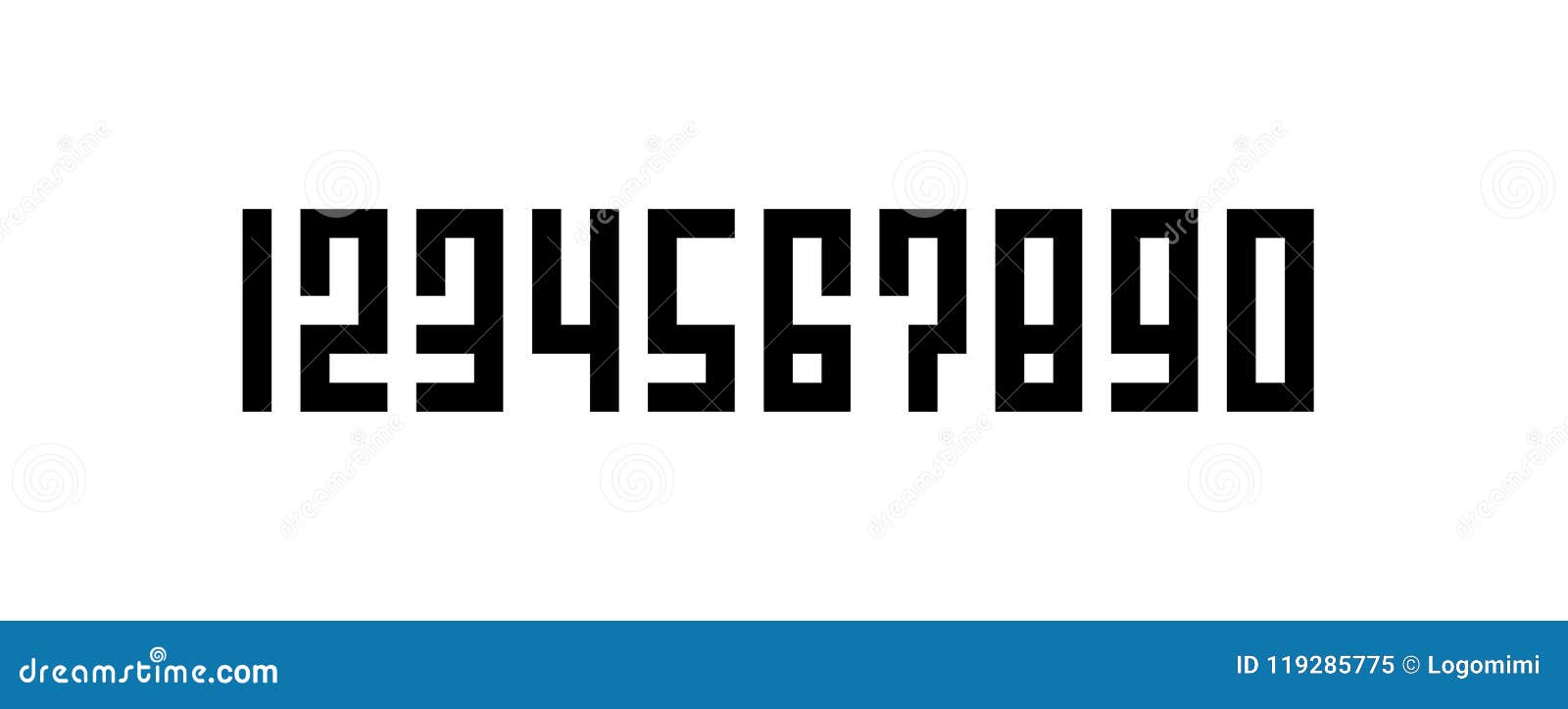 Square Style Lettering Number, Set Of Pixel Art Numbers, From Zero To ...