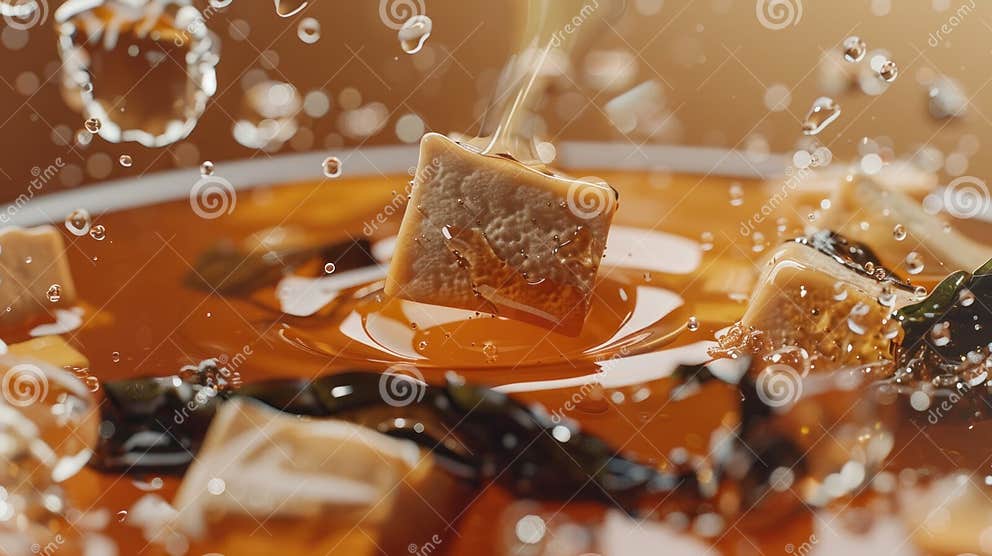 Square Sugar Cube Dropping into a Cup of Tea Stock Illustration - Illustration of brown ...