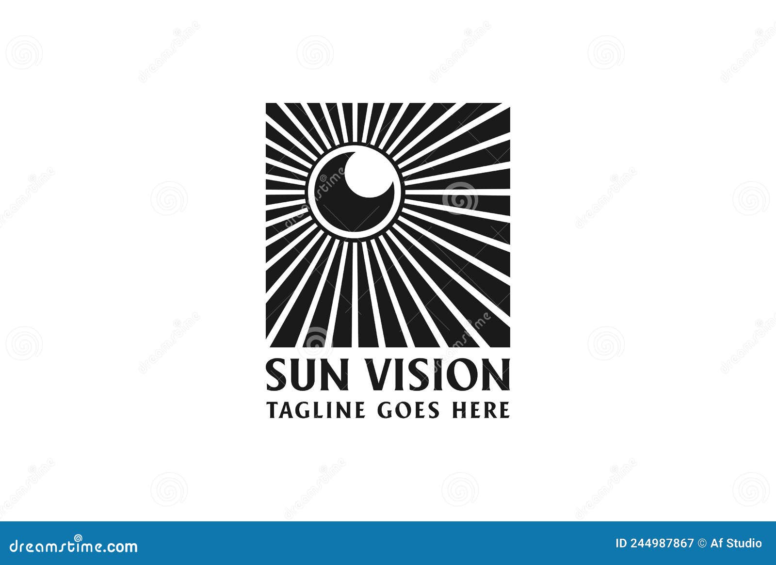 Square Sun with Eye Camera Optic Vision Logo Design Vector Stock Vector ...