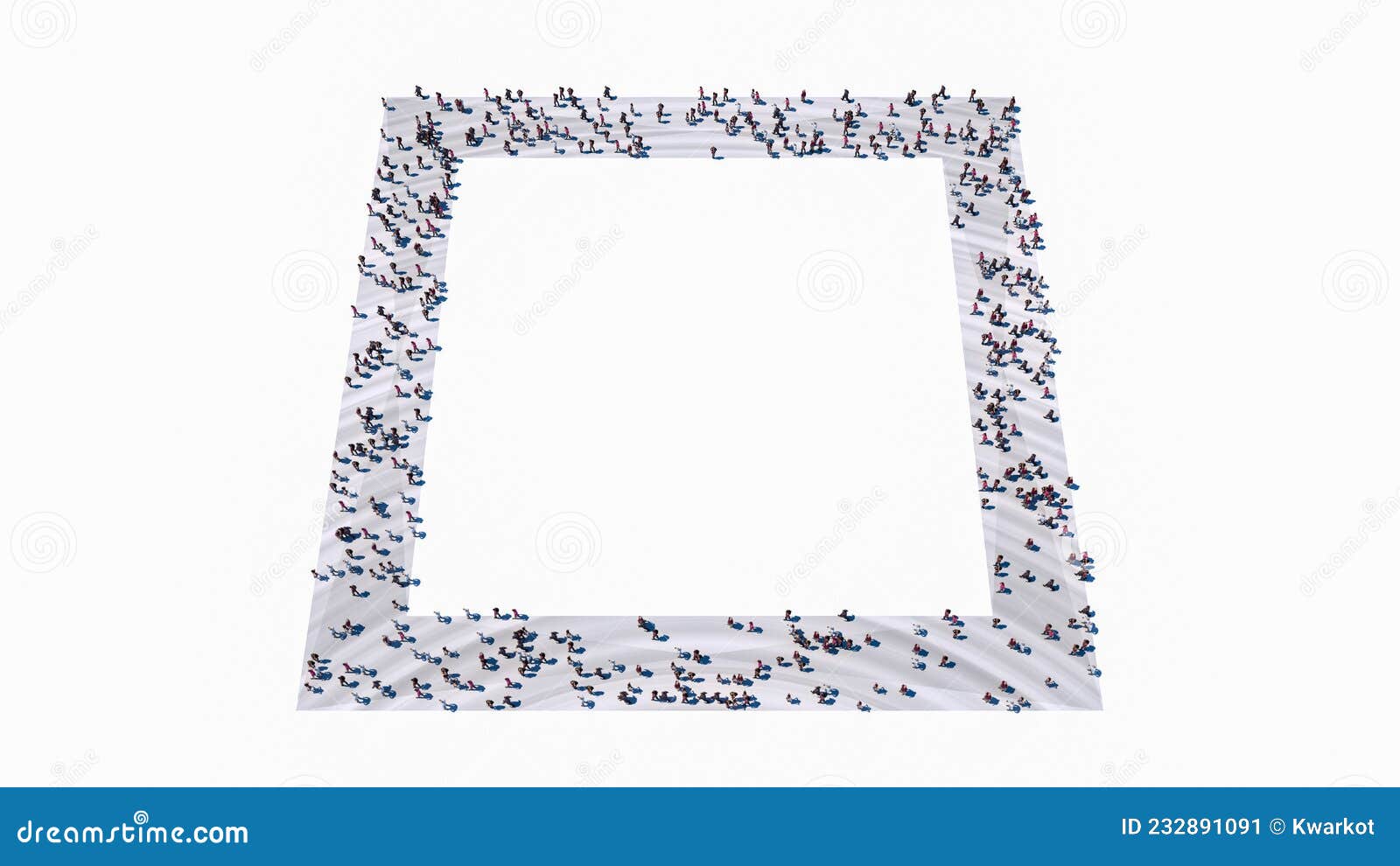 Square Symbol Isolated Group of Different People. 3d Rendering Stock ...