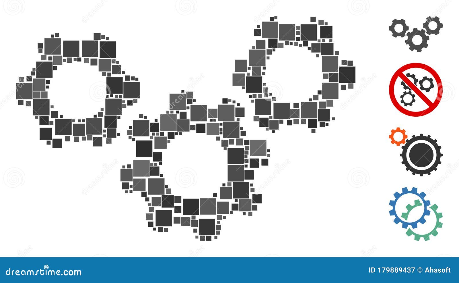 Square System Gears Icon Vector Mosaic Stock Illustration ...