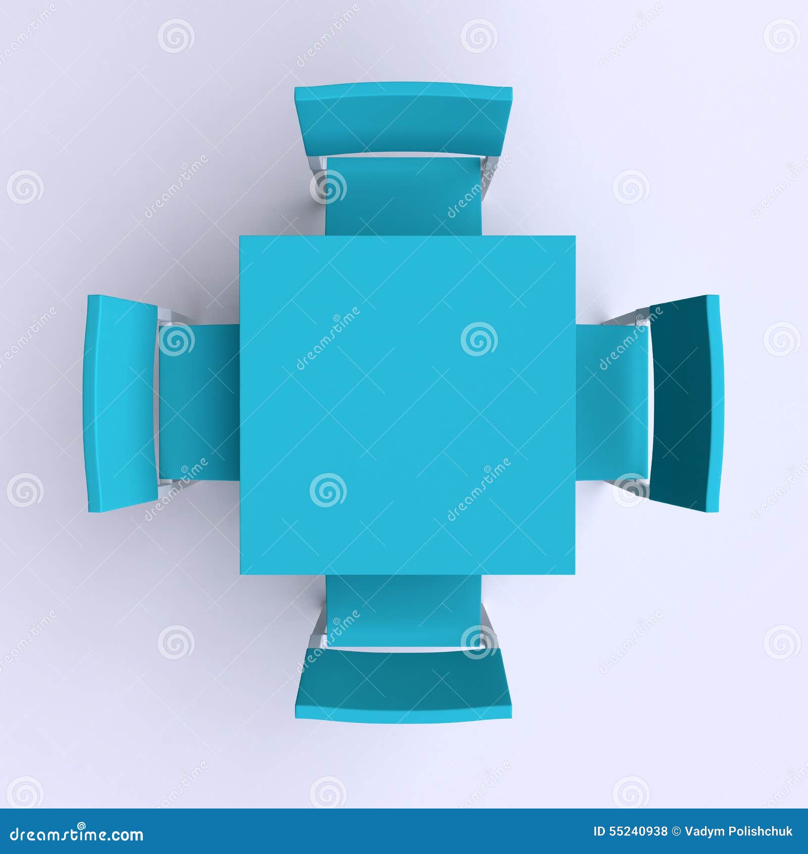 Square Table with Four Chairs. Stock Illustration - Illustration of ...