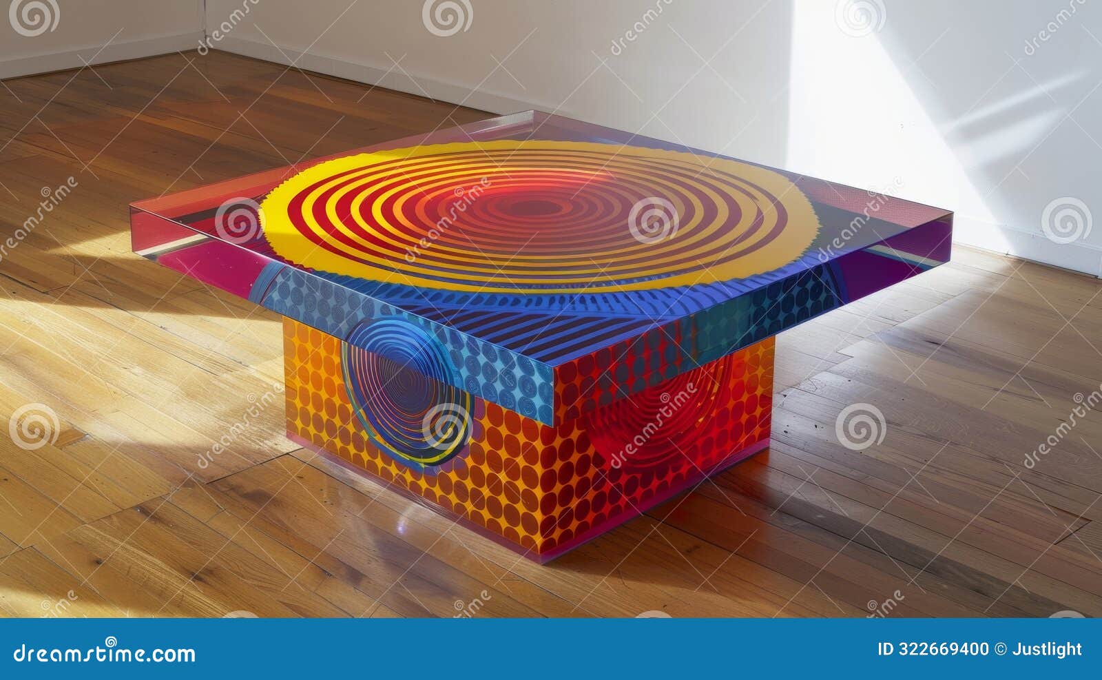 A Square Table with a Hypnotizing Geometric Pattern of Concentric ...