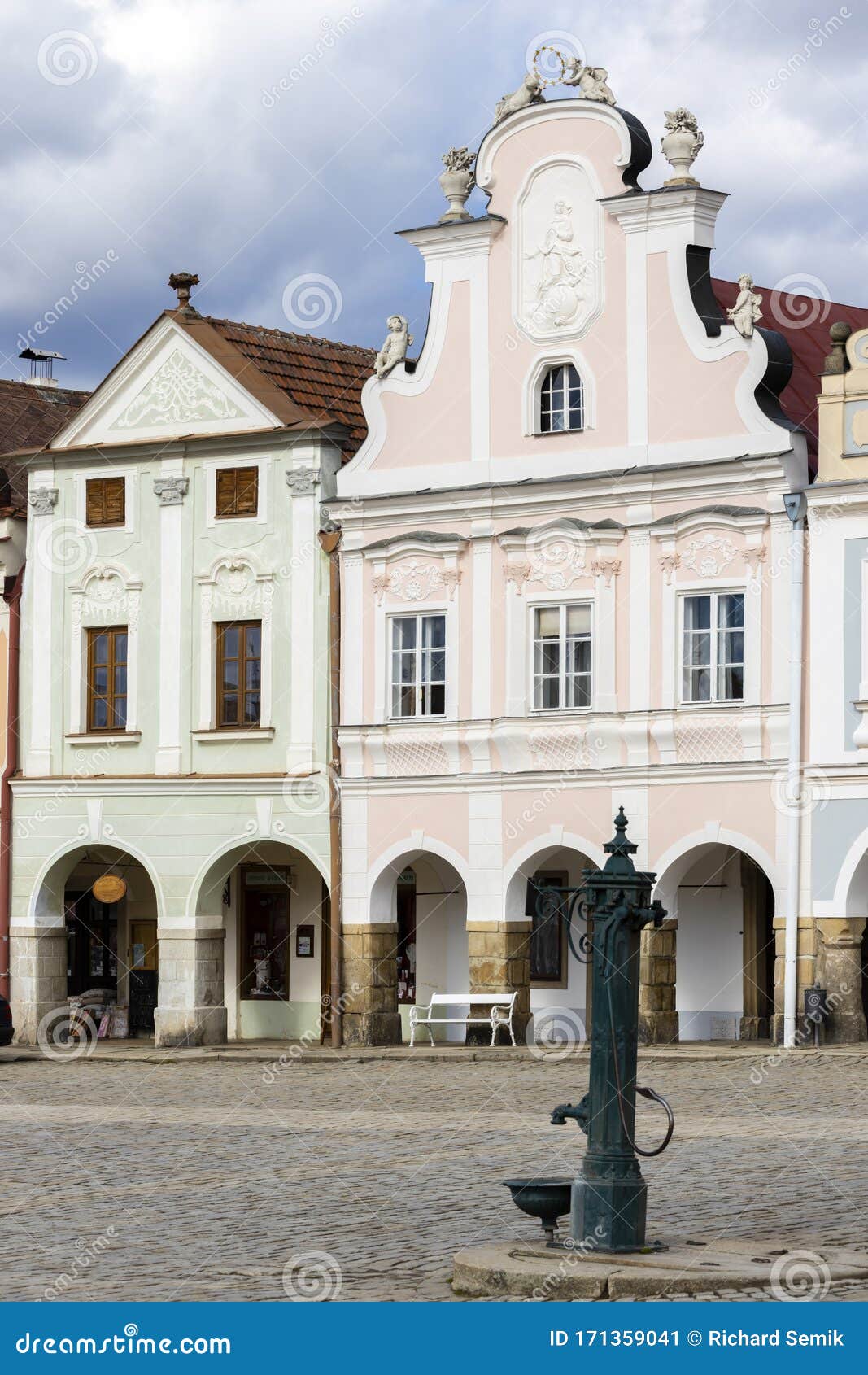 Square in Telc, Czech Republic Stock Image - Image of famous, style ...