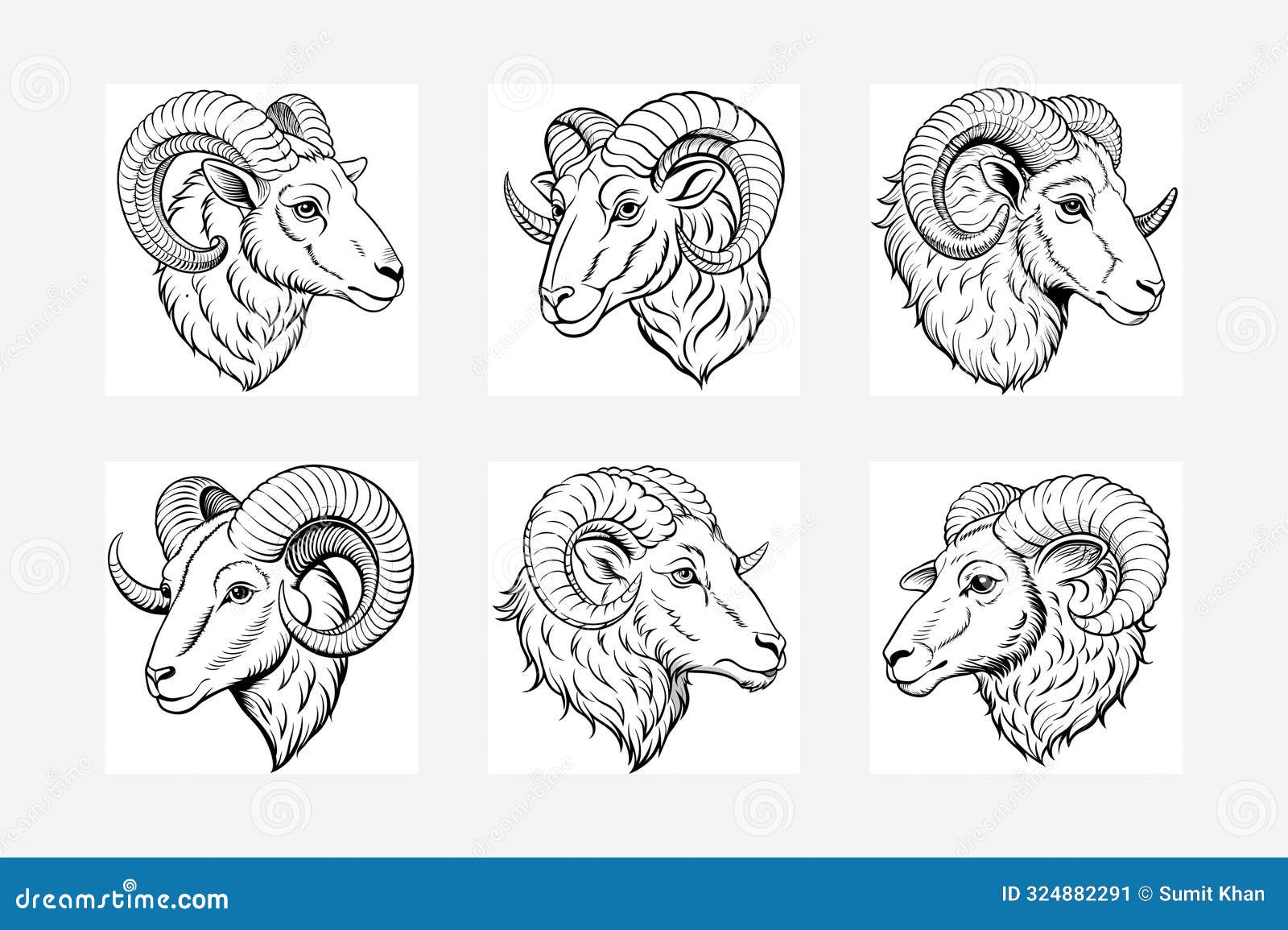 Dynamic Ram Fur Head Silhouette Illustrator Art Stock Vector ...