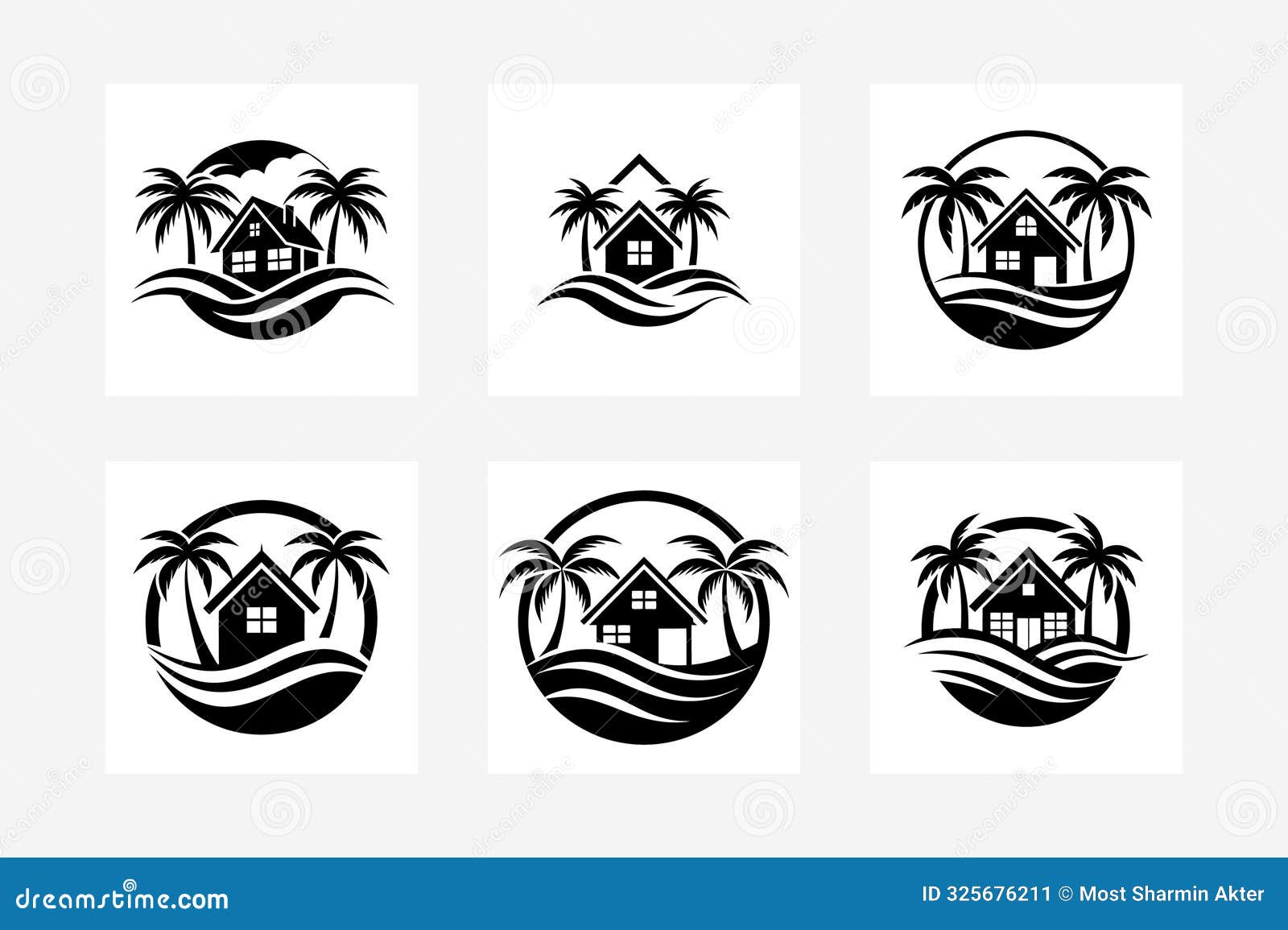 Tropical Beachfront Paradise Vector Illustration. Stock Illustration ...