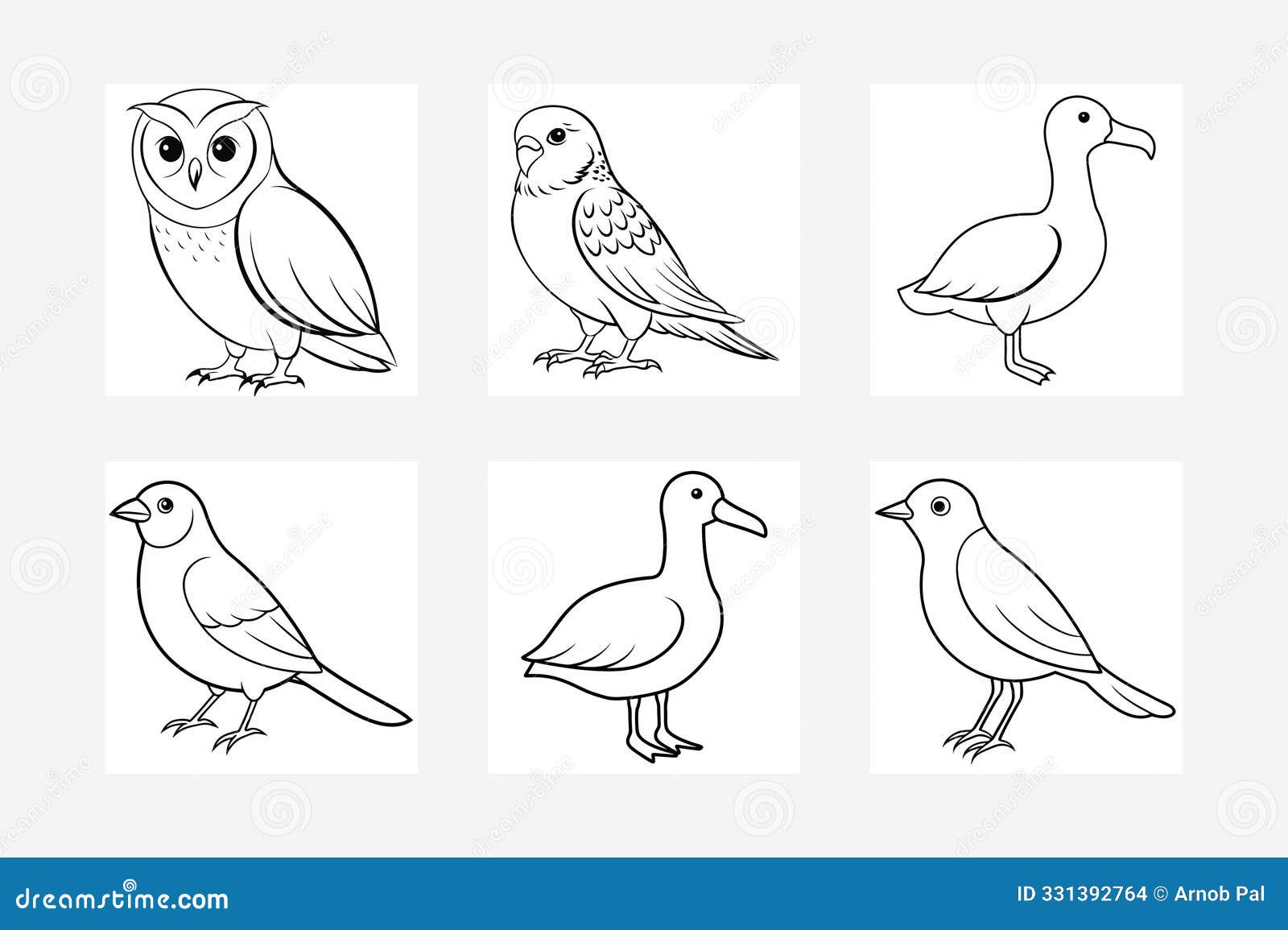 Elegant Line Art Set of Bird Illustrations – Vector Graphics Collection ...