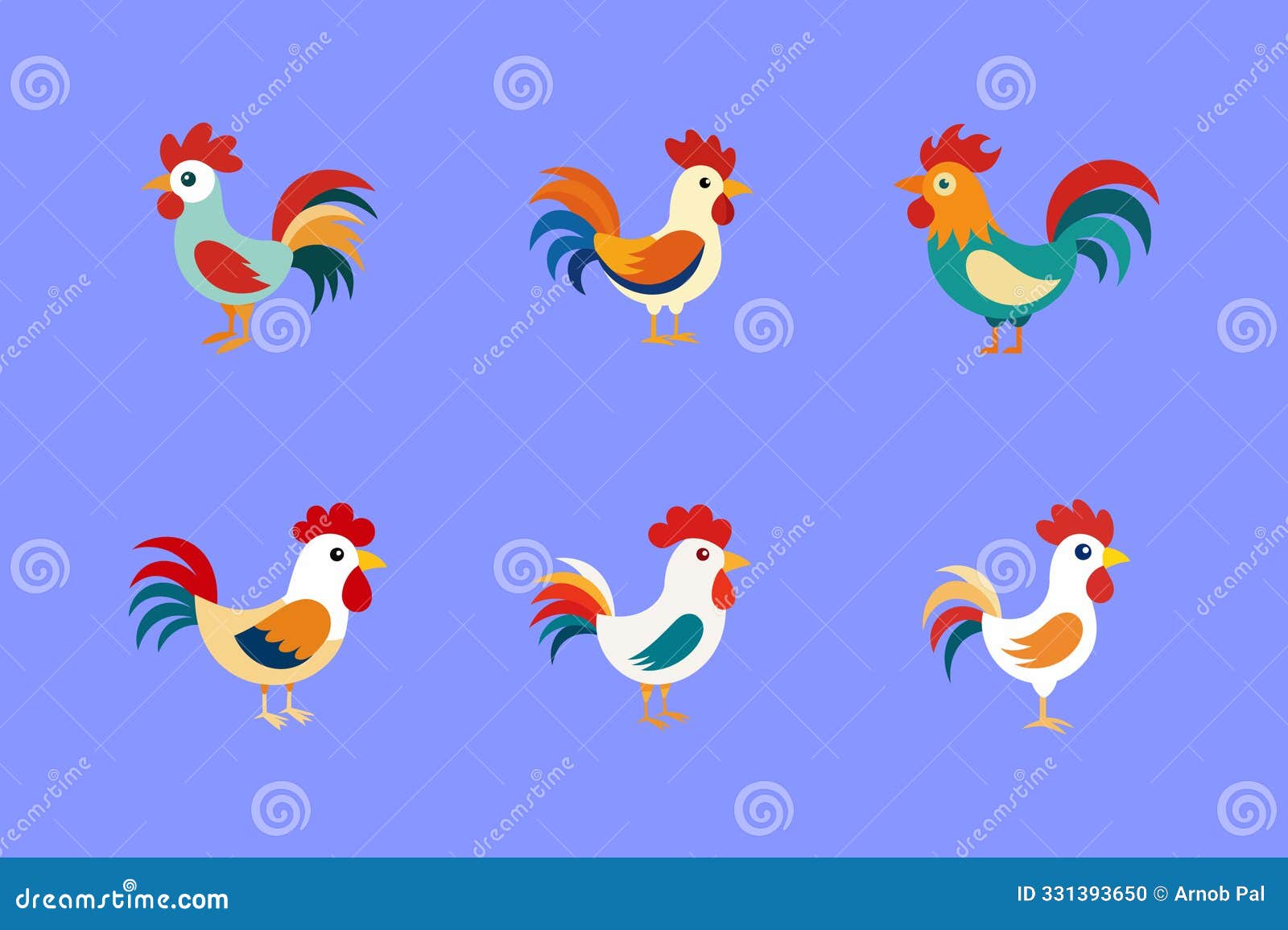 Rooster Color Vector Illustration Vector, Icon, Logo, Clipart Bundle ...