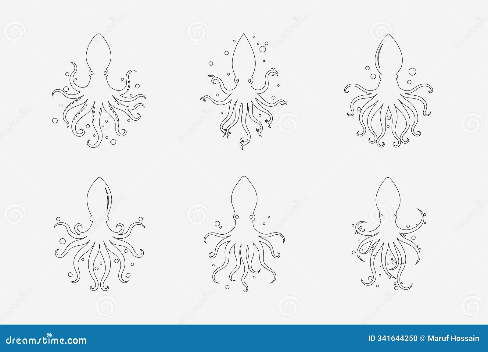 Squid Silhouette with Ink Splash Effect on White Background - Vector ...