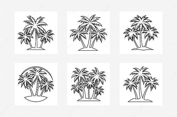 Minimalist Coconut Tree One-Line Art Vector Design Stock Illustration ...