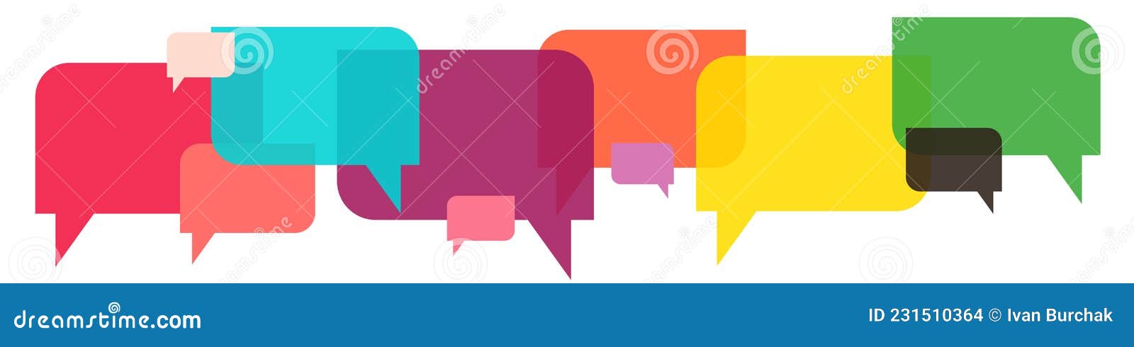 Square Text Boxes. Speech Bubbles Collection. Flat Vector Illustration ...