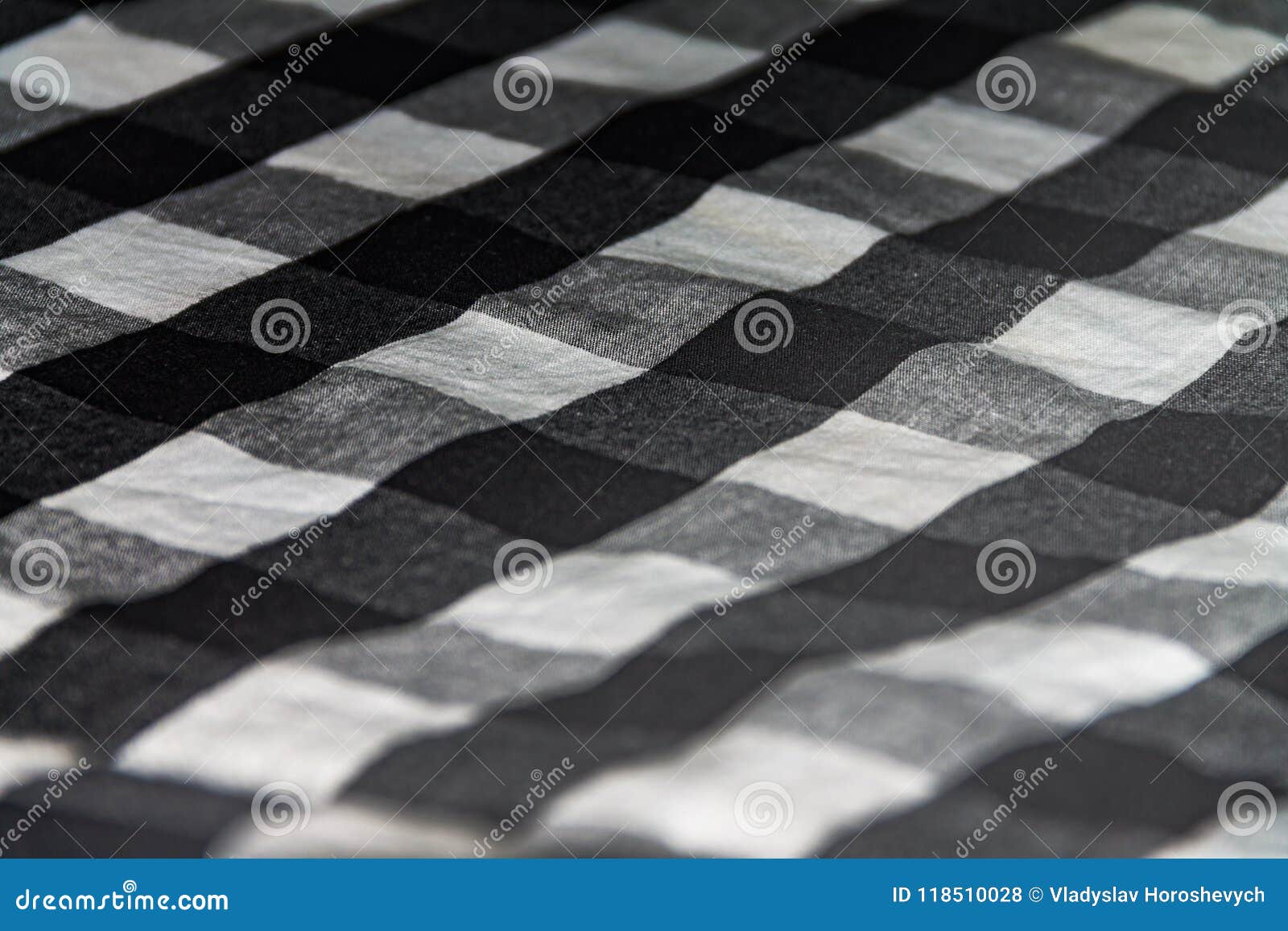 Square Texture on Fabric, Men`s Shirt Black and White Stock Photo ...