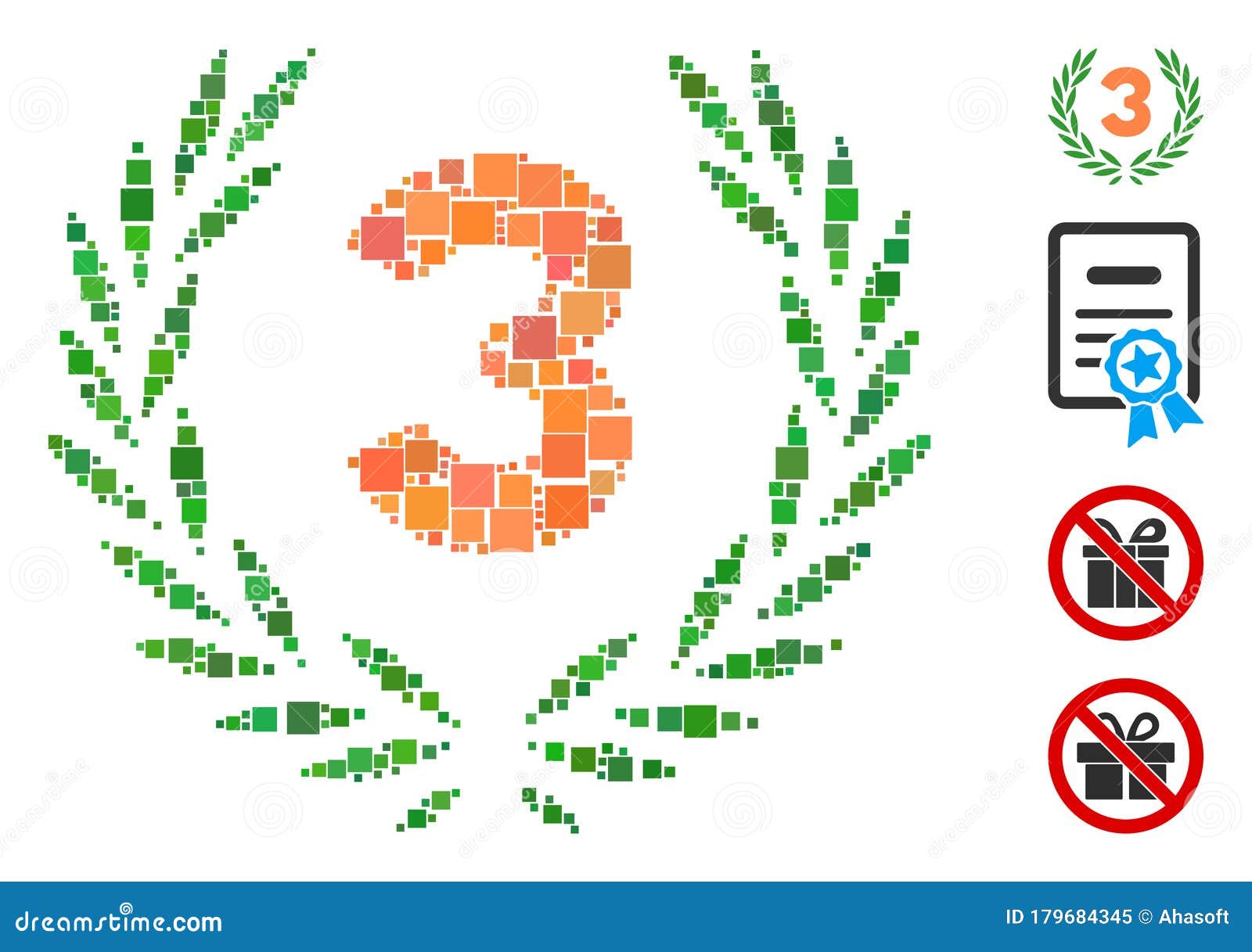 Square Third Laurel Wreath Icon Vector Collage Stock Vector ...