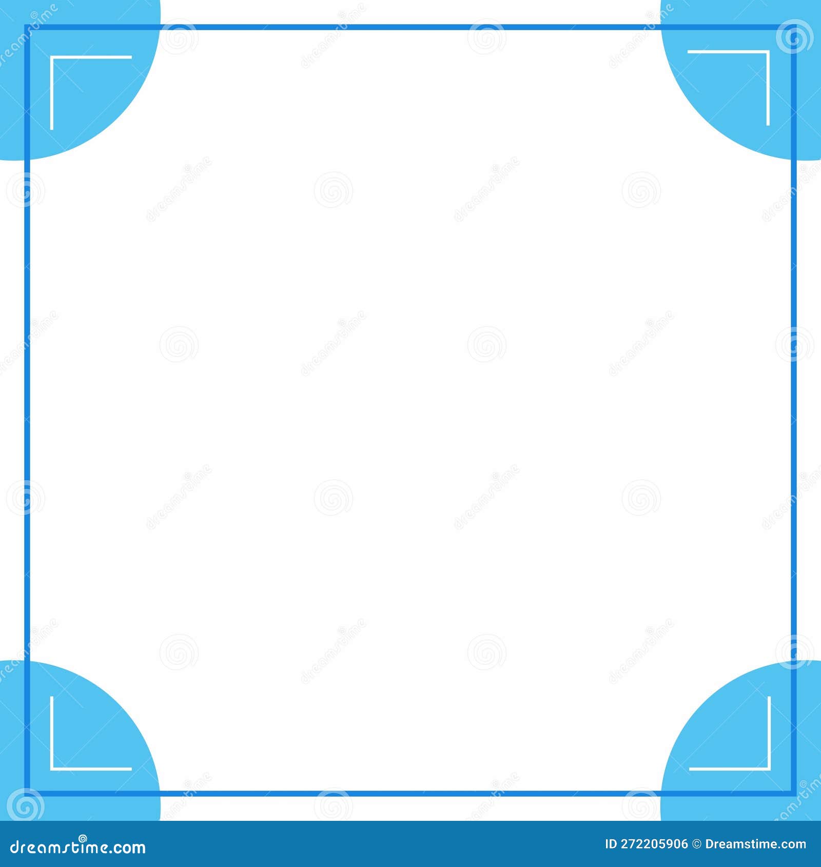 Square Tile Frame Border Line Vector. Blue Circles on the Corners ...