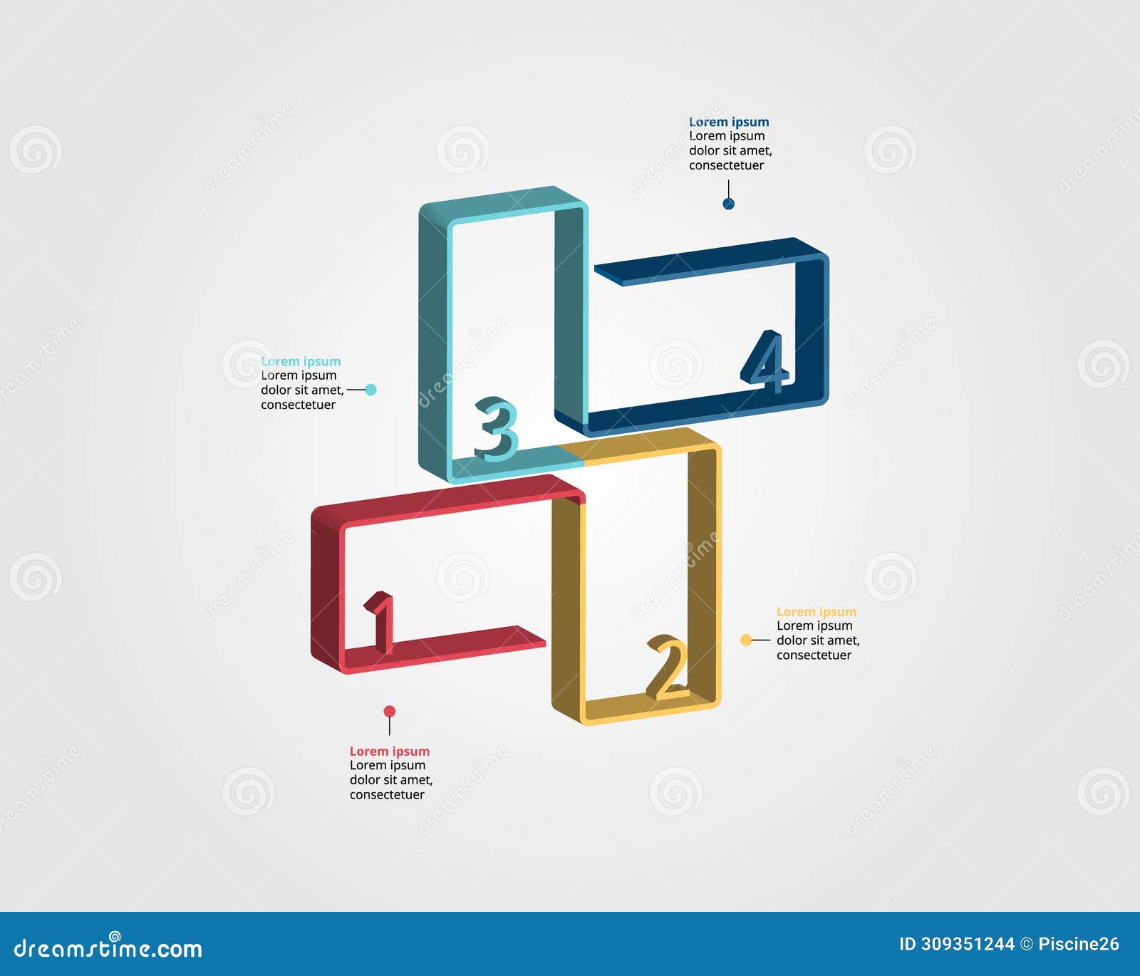 Square Timeline Chart Template for Infographic for Presentation for 4 ...