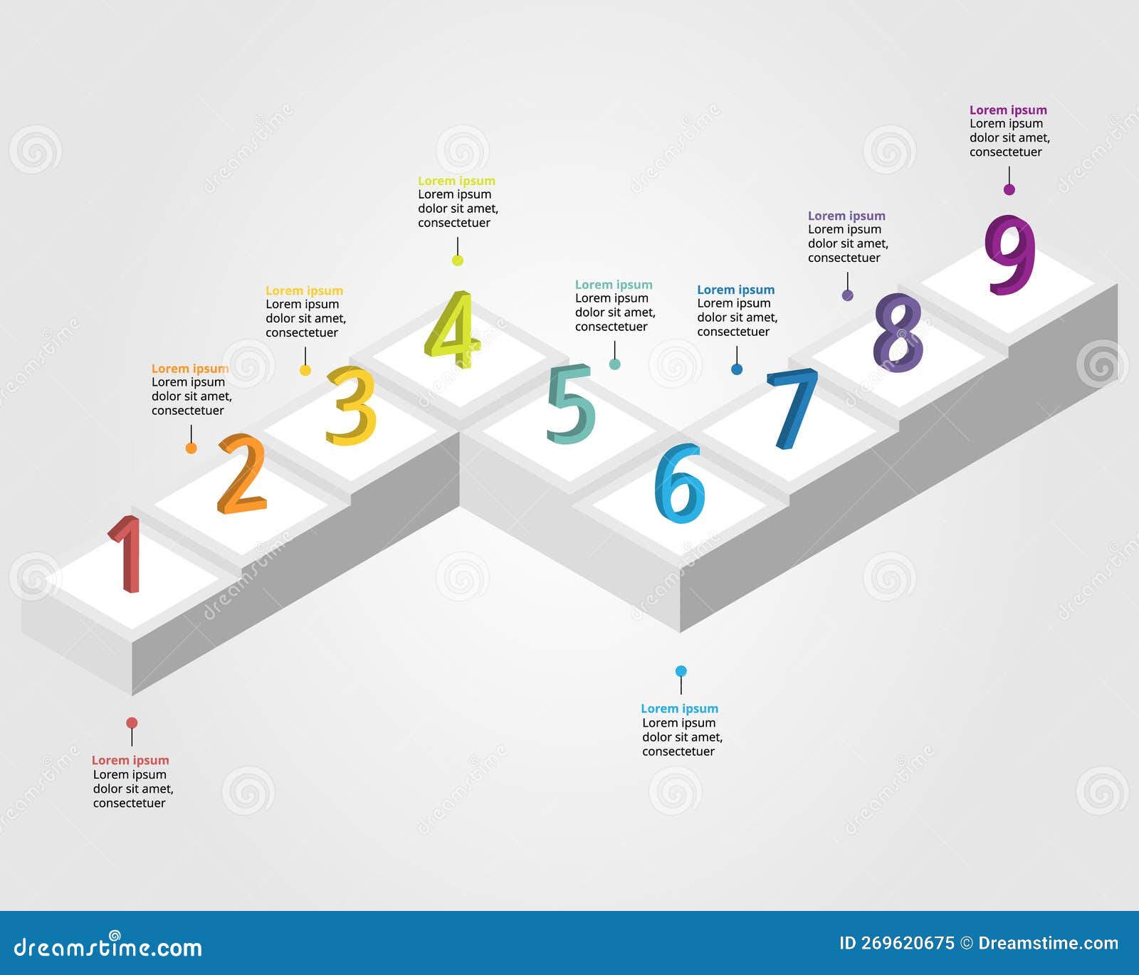 Square Timeline Chart Template for Infographic for Presentation for 9 ...