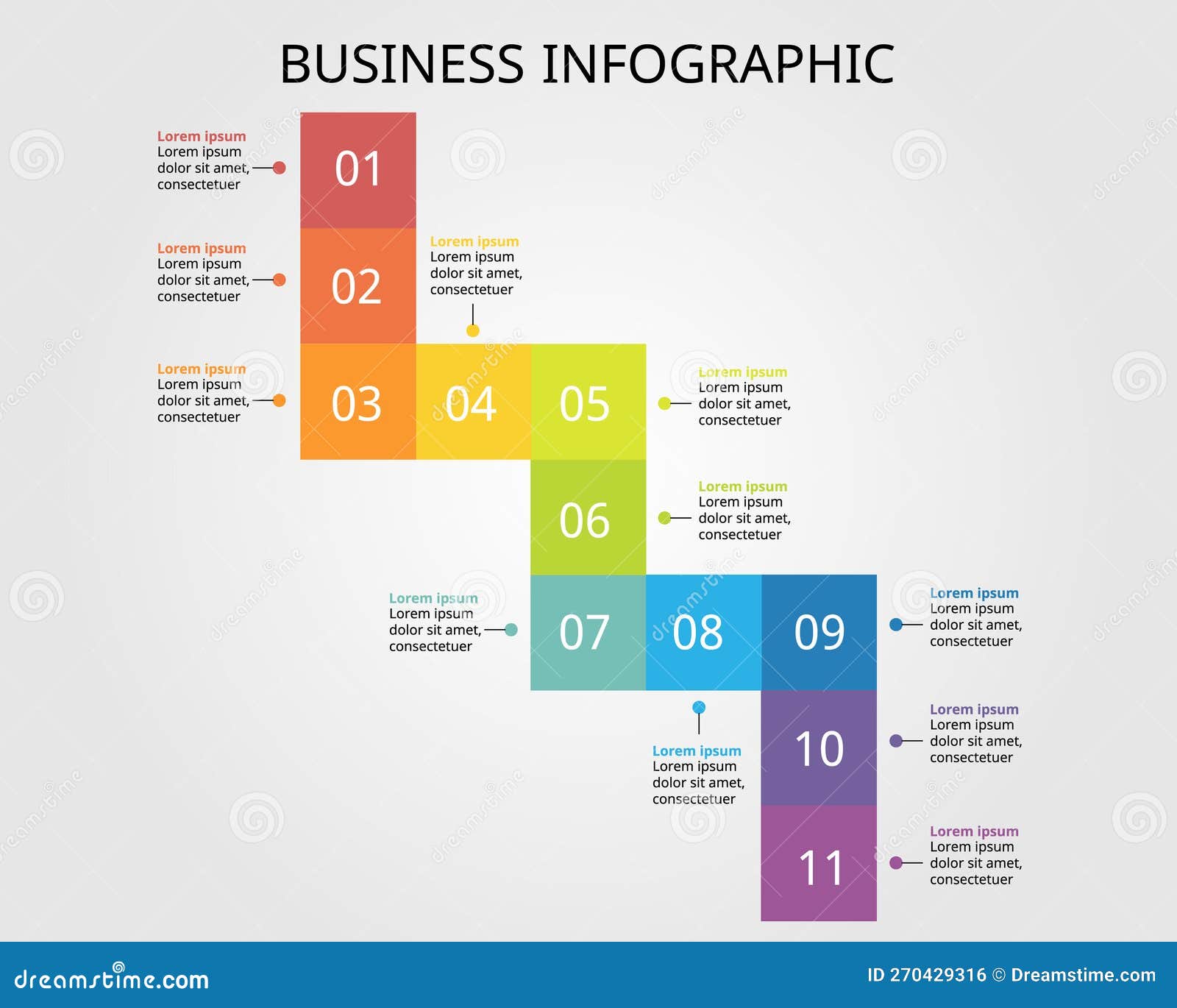 Square Timeline Chart Template for Infographic for Presentation for 11 ...