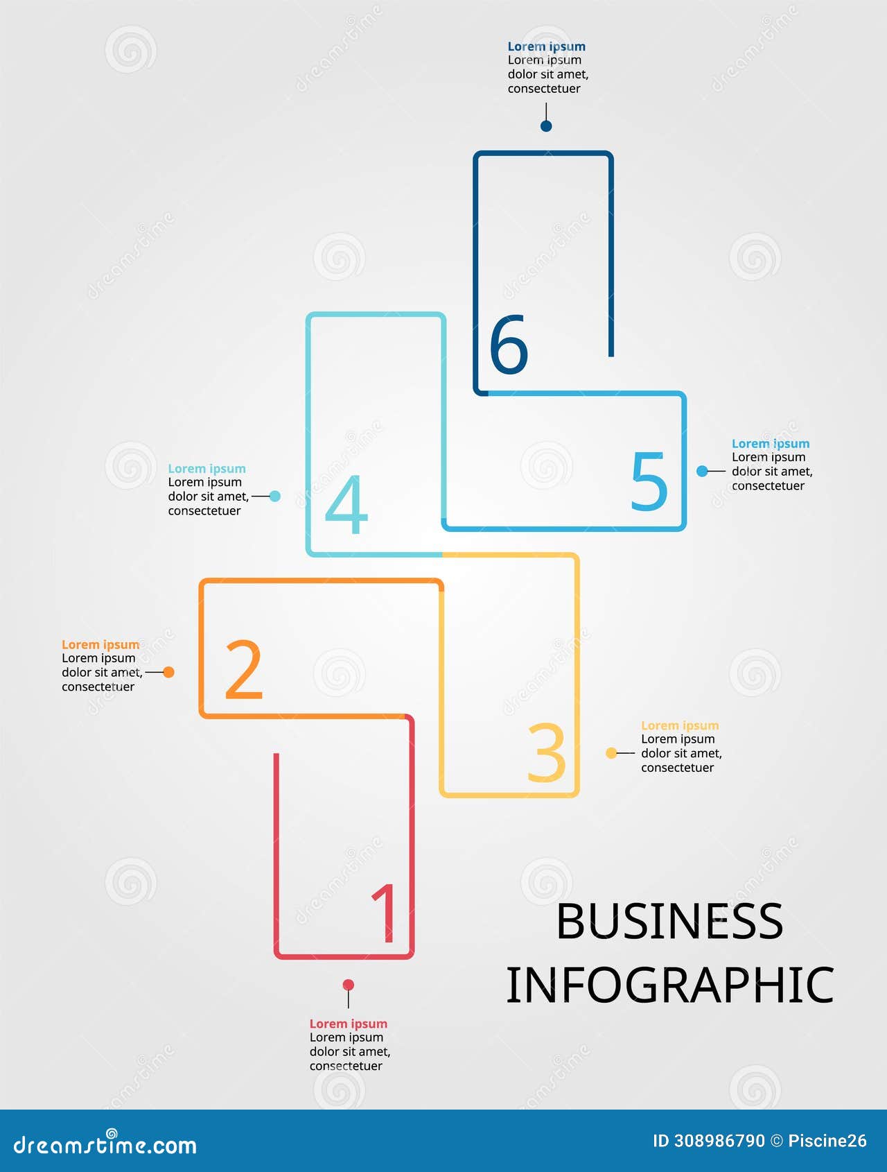 Square Timeline Chart Template for Infographic for Presentation for 6 ...