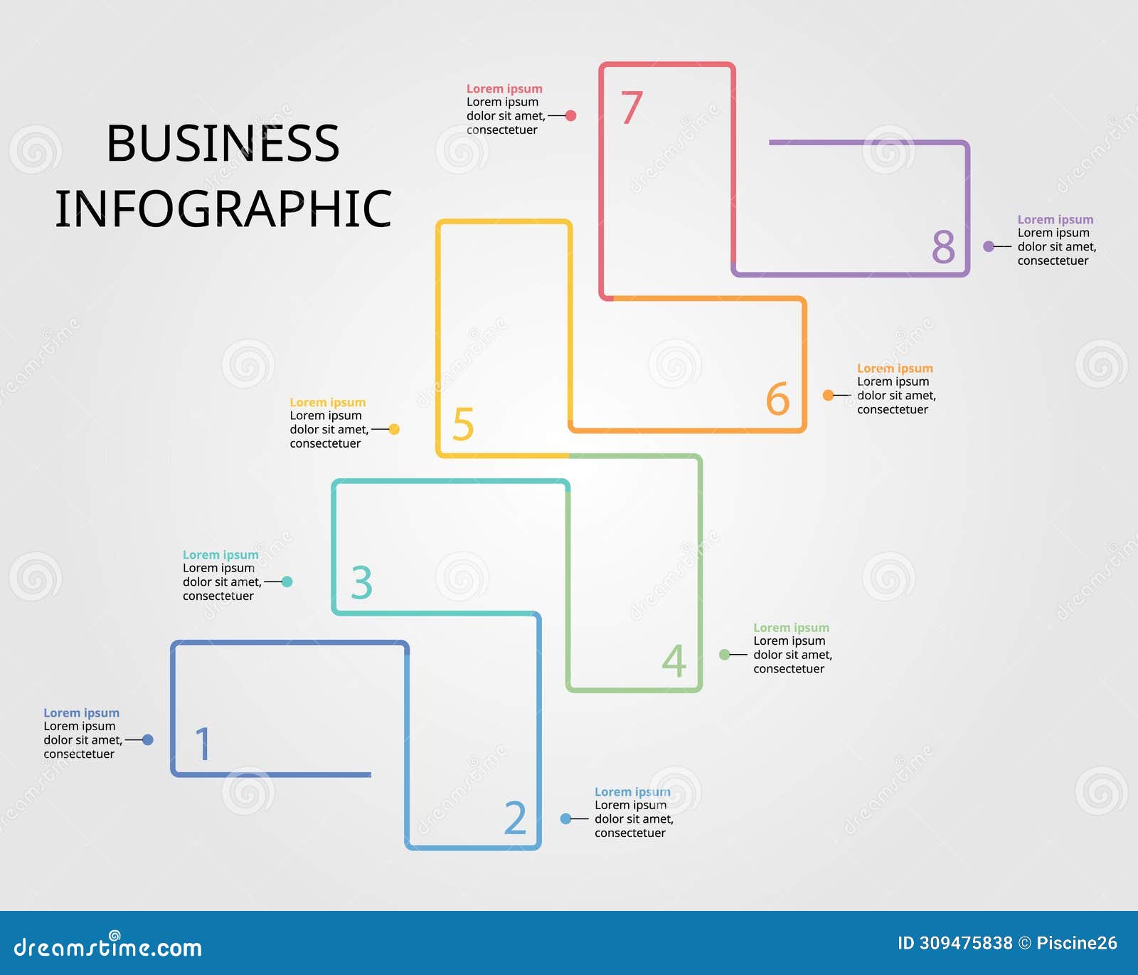 Square Timeline Chart Template for Infographic for Presentation for 8 ...