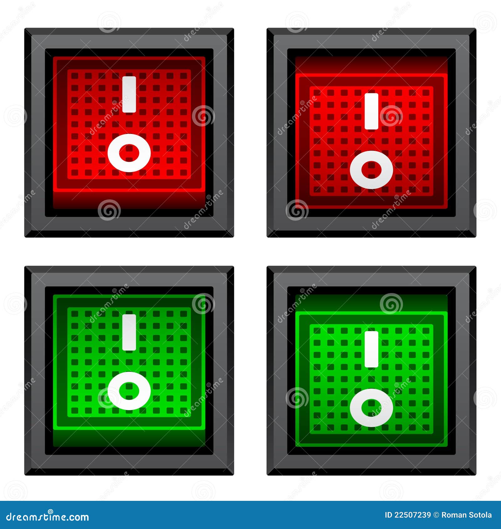Square Toggle Power Switches Cartoon Vector | CartoonDealer.com #22507239