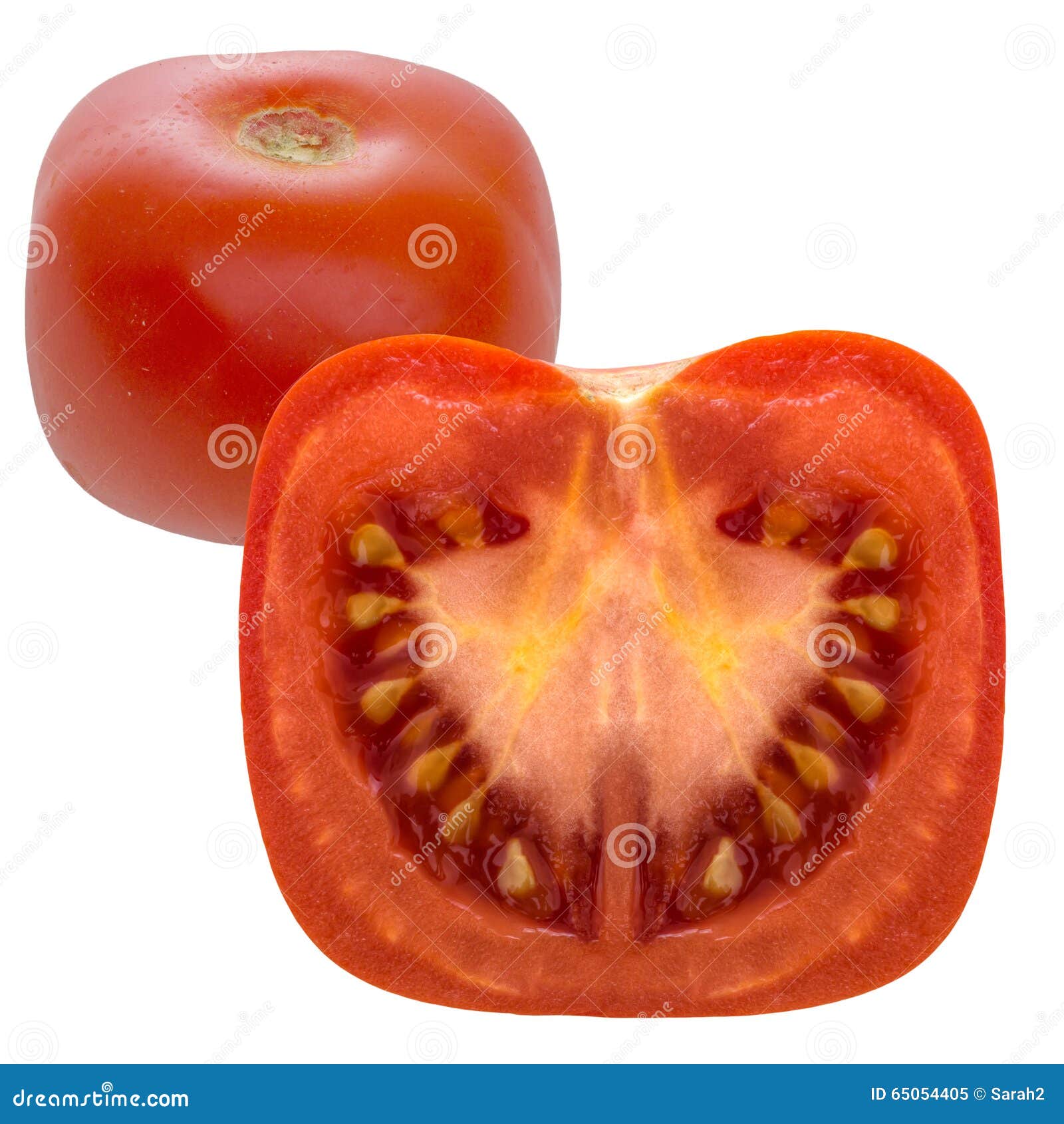 Square Tomato Isolated on White. GM Food. Stock Image - Image of ...