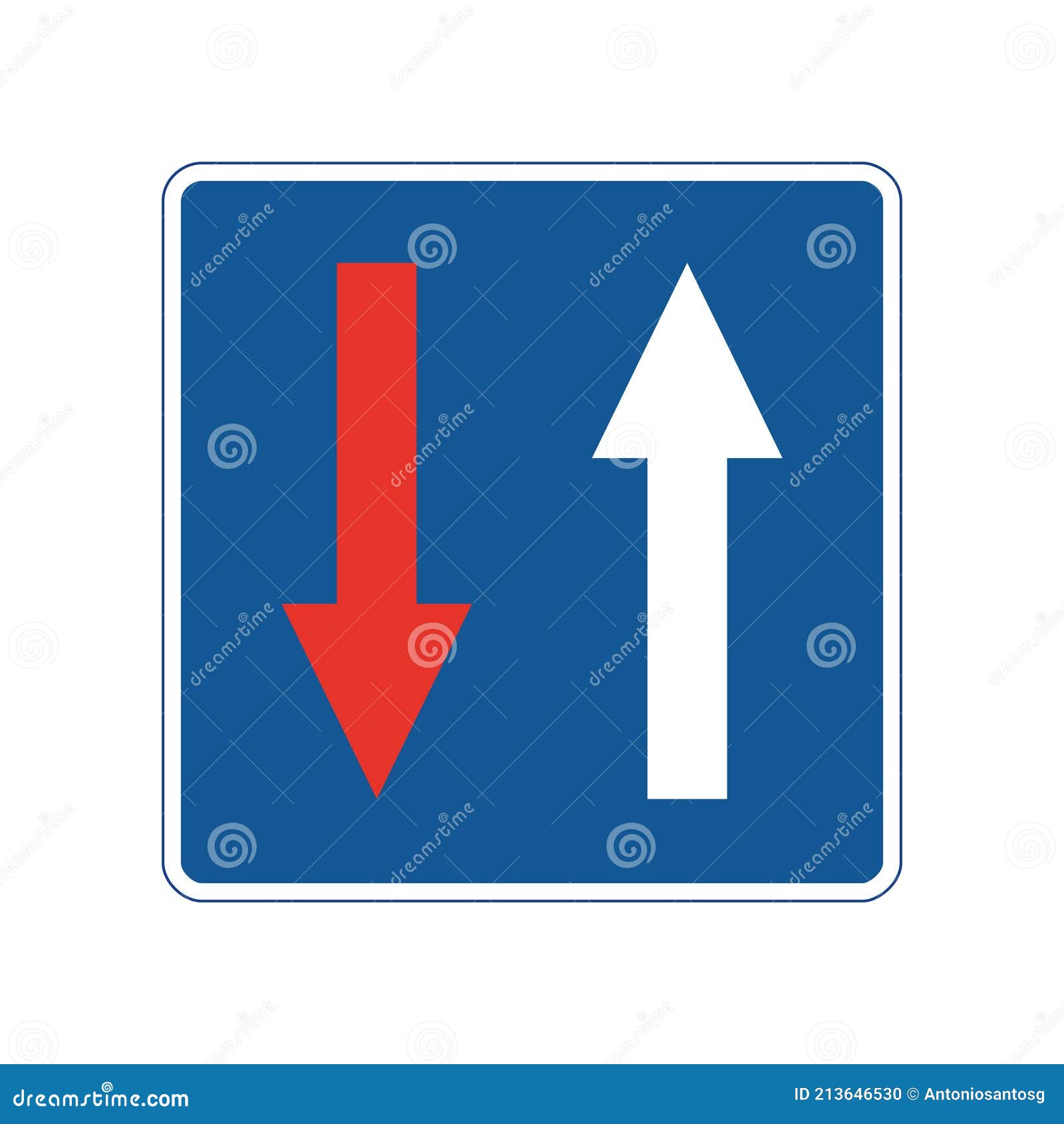 Square Traffic Signal in Blue, Isolated on White Background. Priority ...