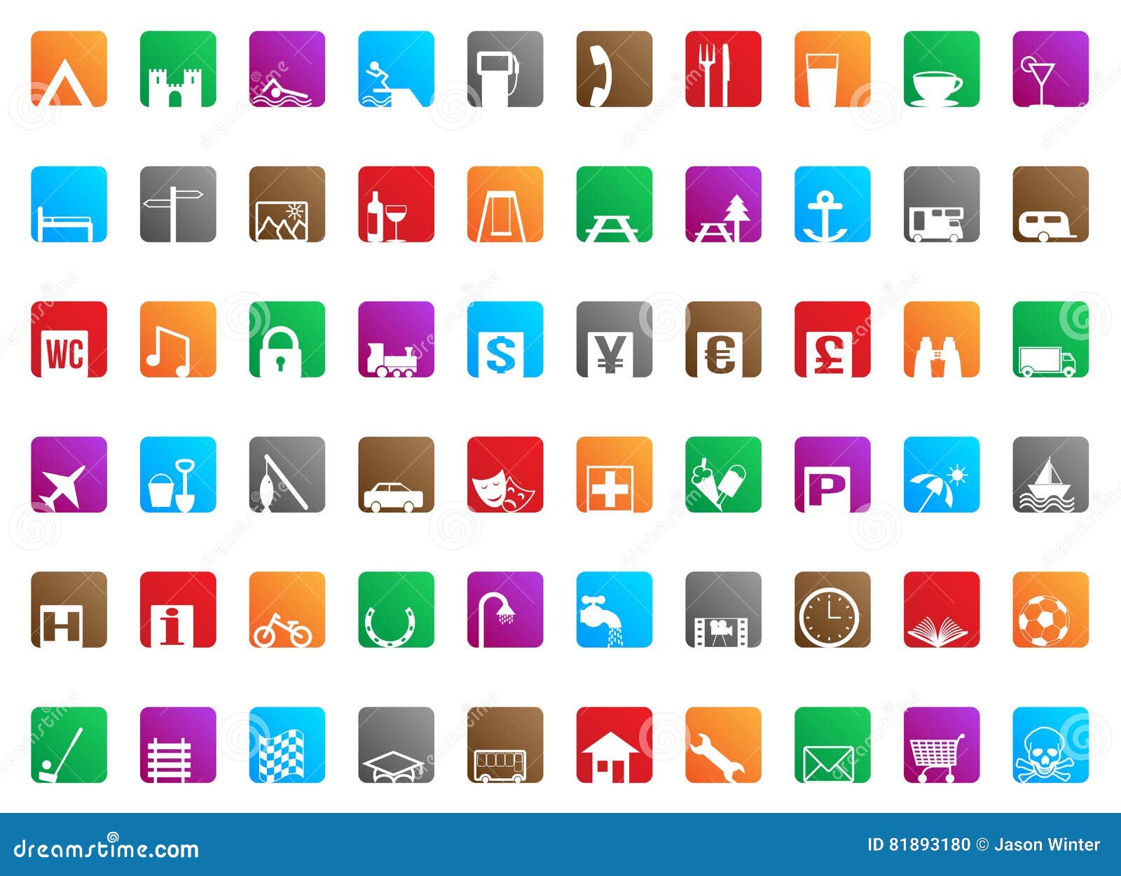 Square Travel Icons stock vector. Illustration of label - 81893180