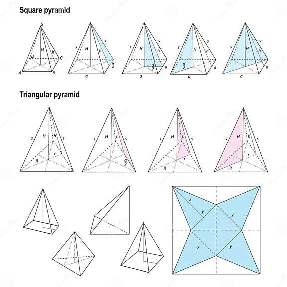 Square and Triangular Pyramids Stock Vector - Illustration of scheme ...