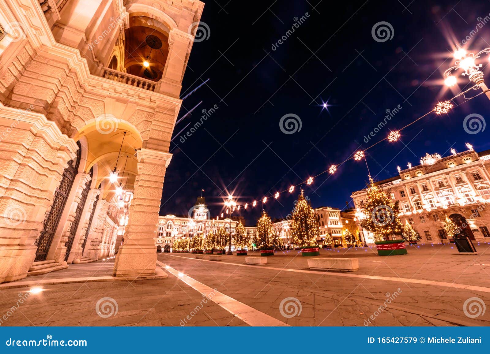 The Square of Trieste during Christmas Time Stock Image - Image of ...