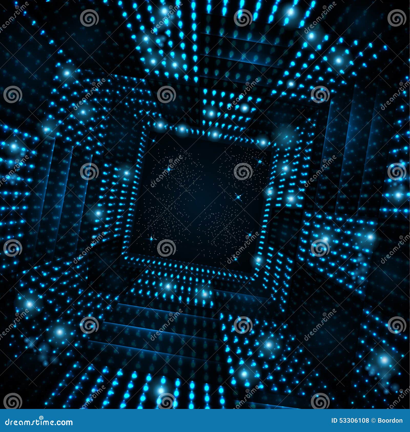 Square Tunnel or Space Port from Blue Sparks Stock Vector ...