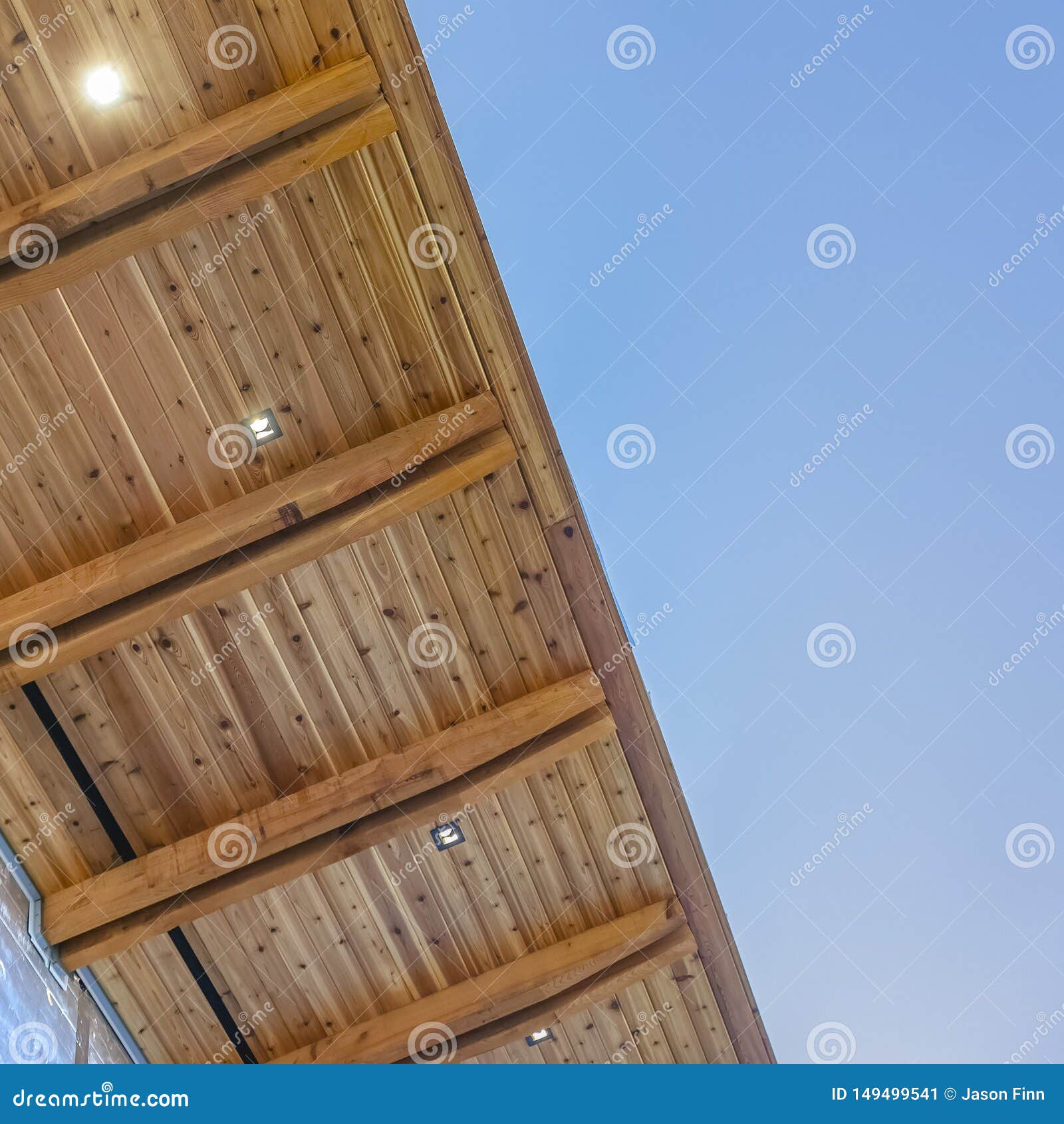 Square the Underside of the Flat Roof of a Building with Blue Sky in ...