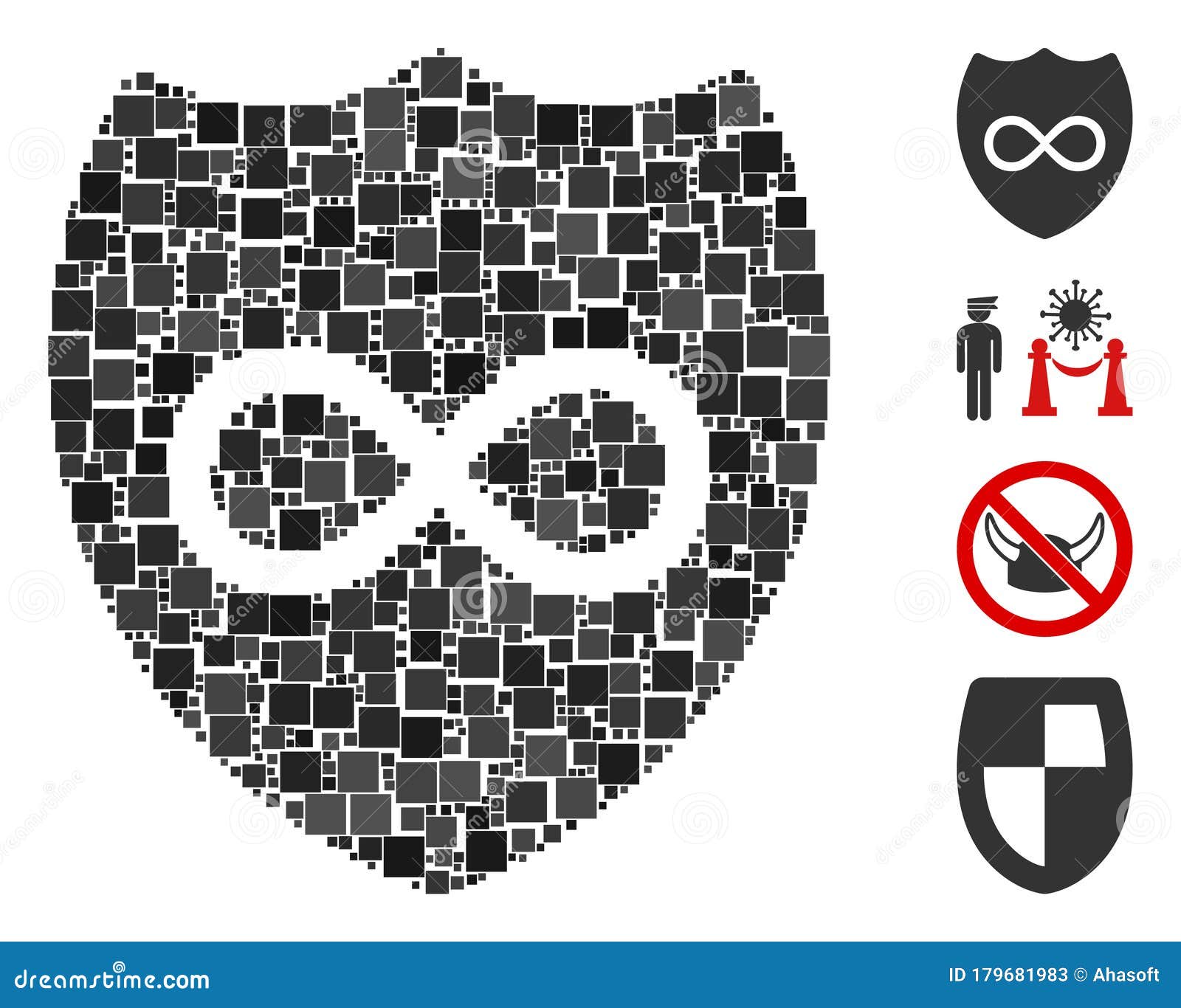 Square Unlimited Shield Icon Vector Mosaic Stock Vector - Illustration ...