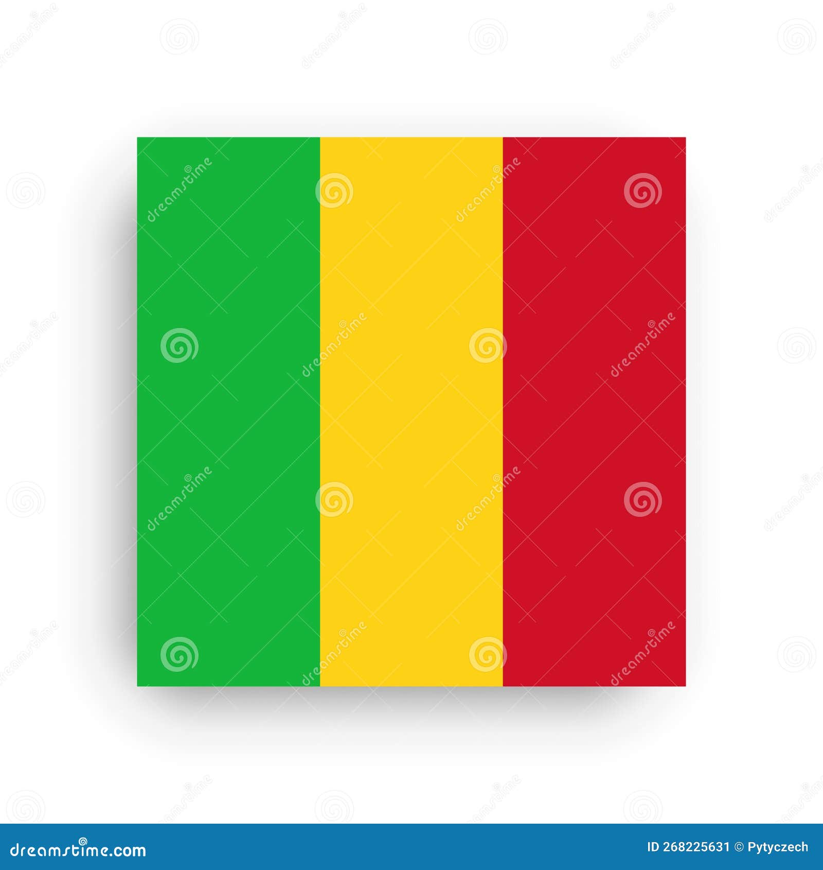 Square vector flag of Mali stock vector. Illustration of emblem - 268225631