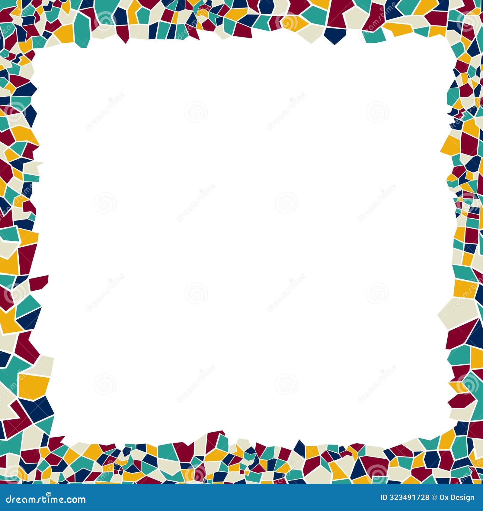 Square Vector Frame with Stones Mosaic Pattern. Decorative Border ...