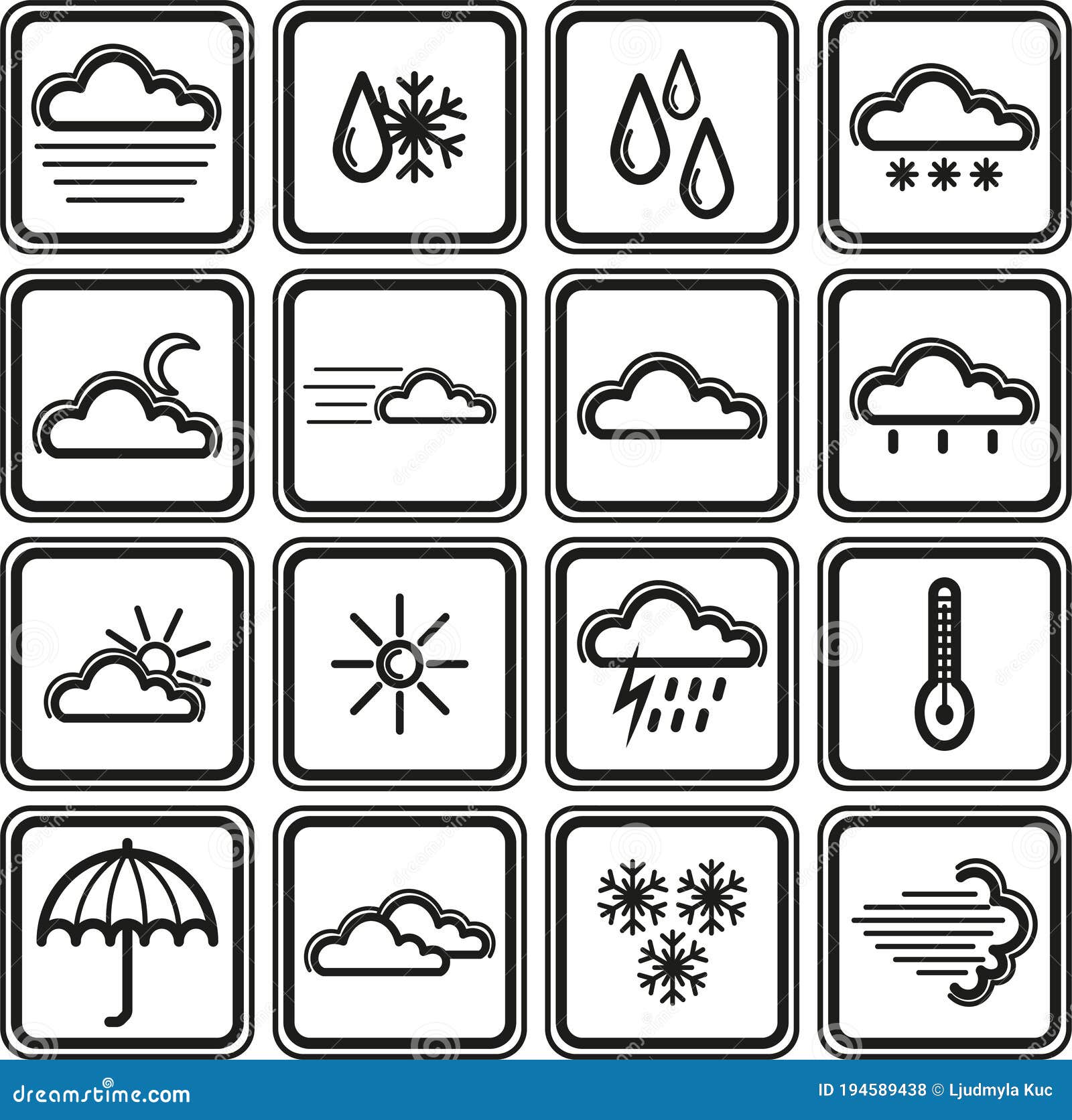 Square Vector Icons about Weather Stock Vector - Illustration of ...
