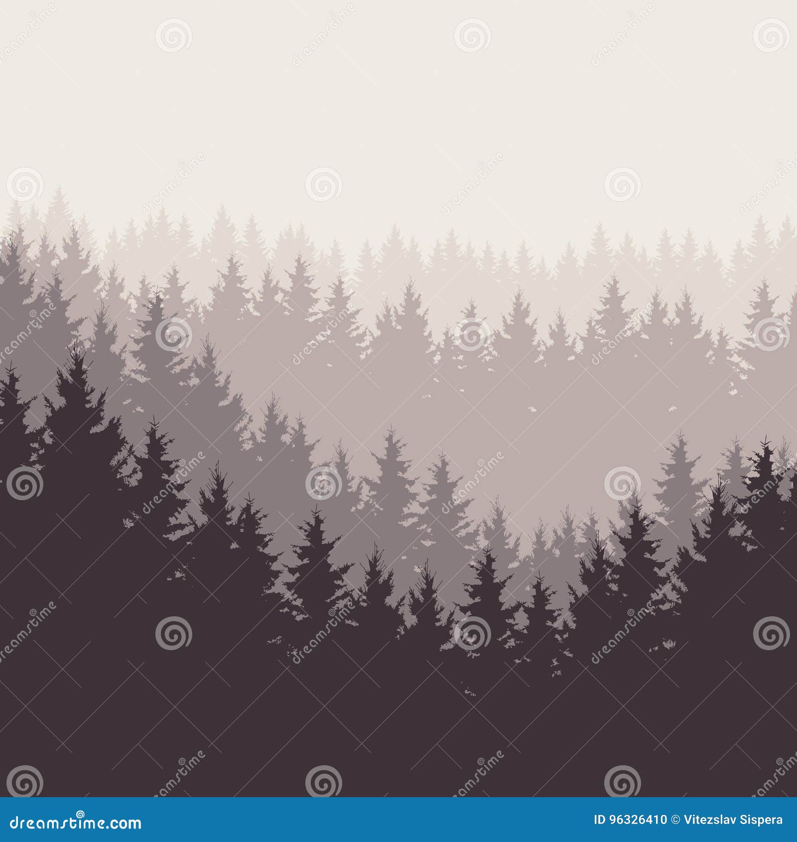 Square Vector Illustration of a Forest Under a Gray Sky Stock Vector ...