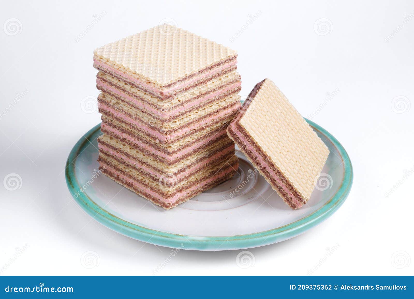 Square wafers on a plate stock photo. Image of filling - 209375362