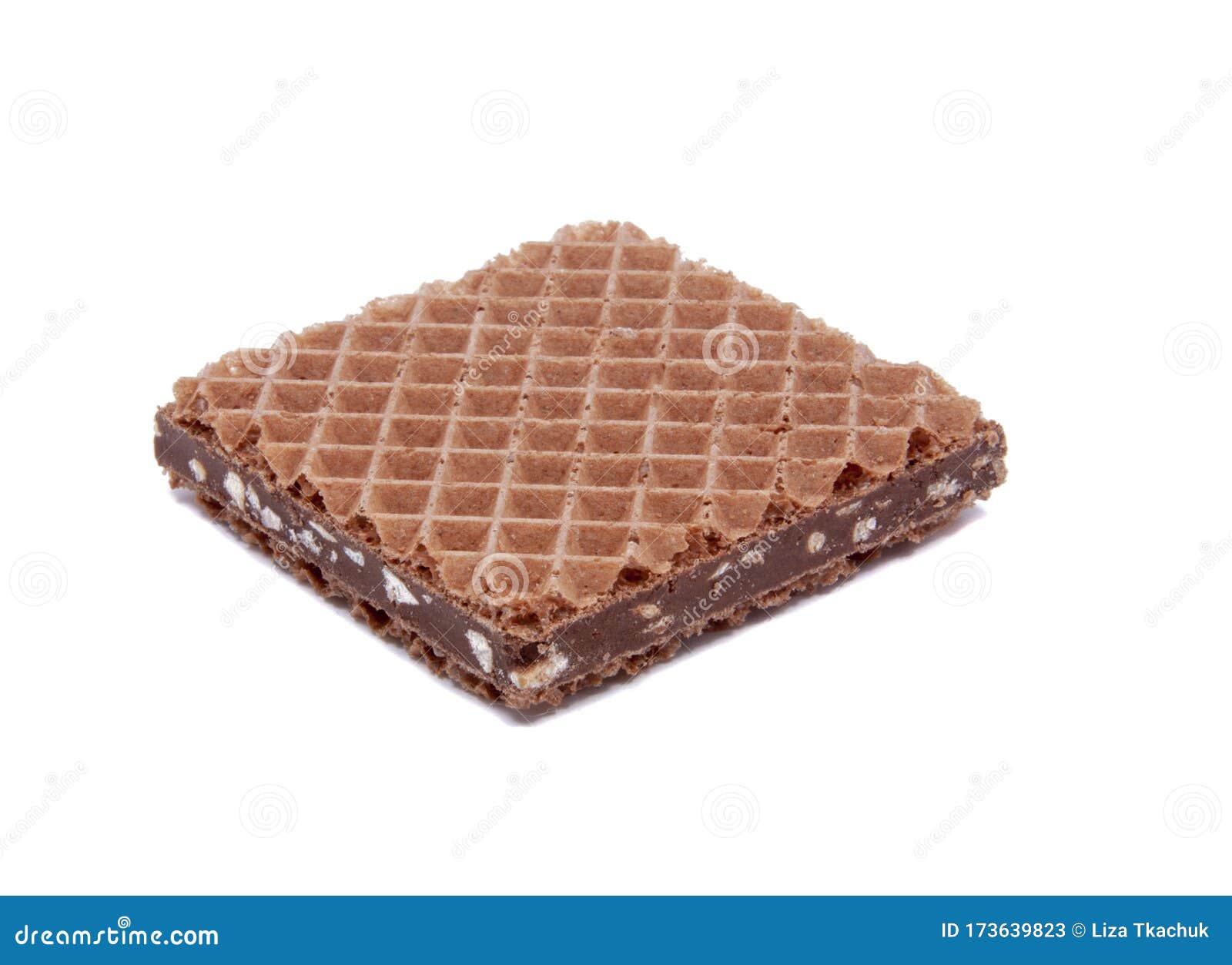 Square Waffle with Chocolate Snack Isolated on the White Stock Image ...